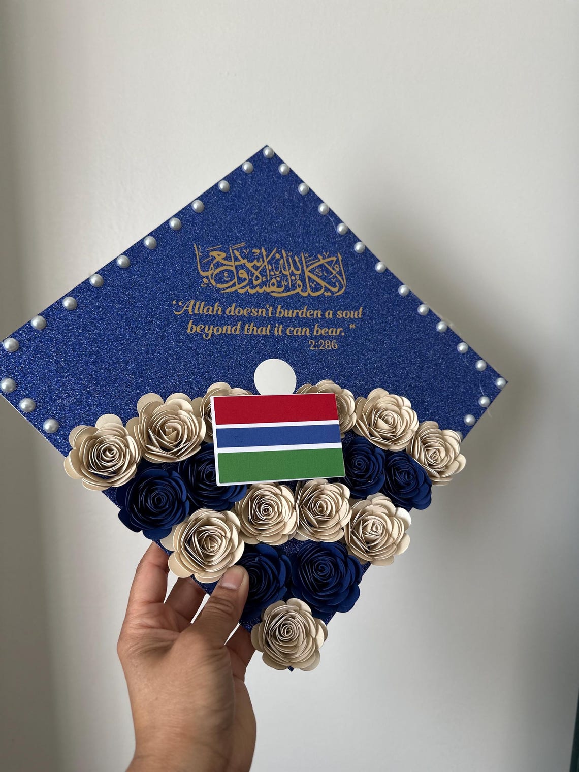 Custom Floral Graduation Cap Topper: Arabic & English, Butterfly Design ...