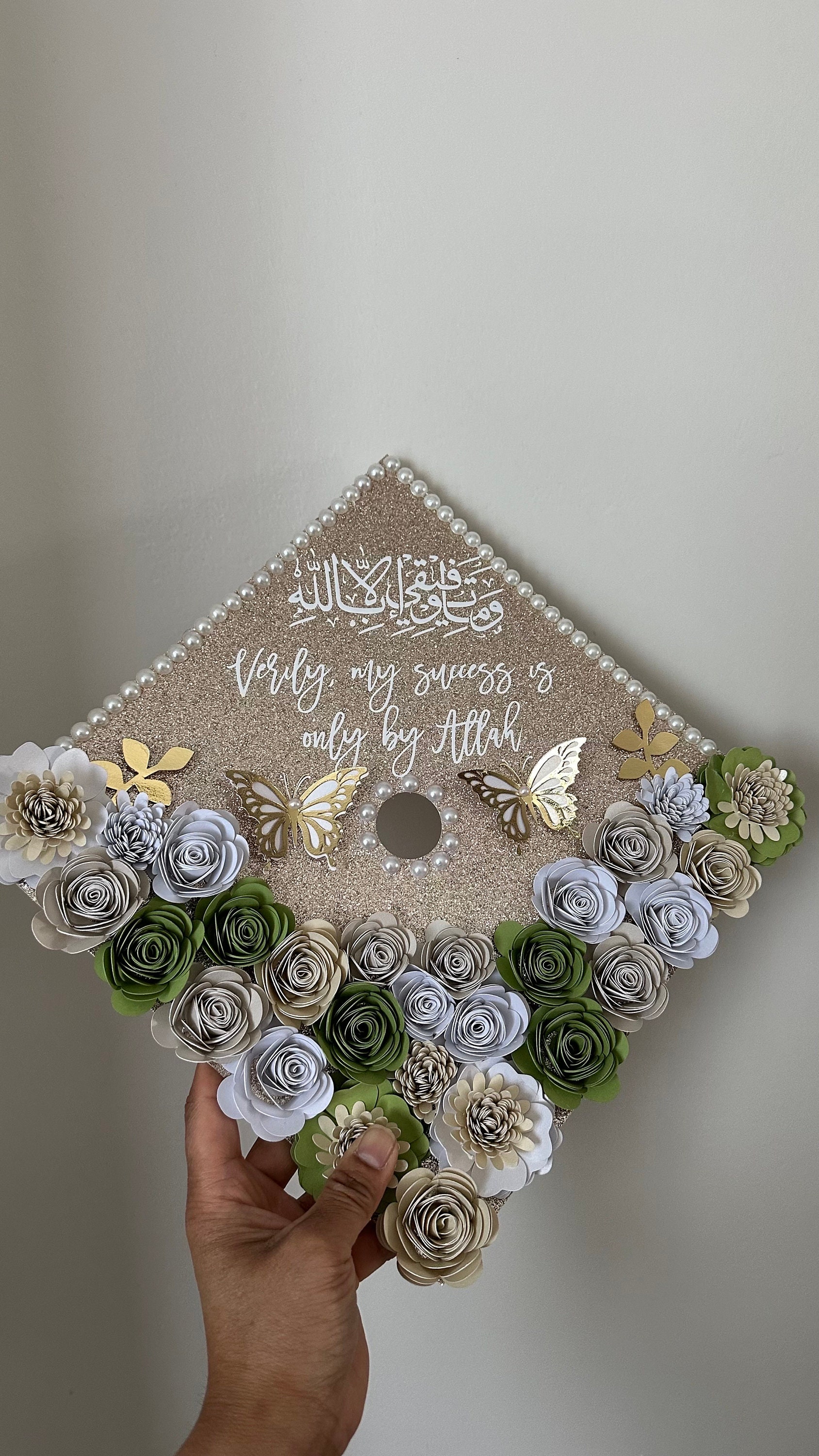 My Success is by Allah Graduation Cap Topper Graduation Paper Flowers ...