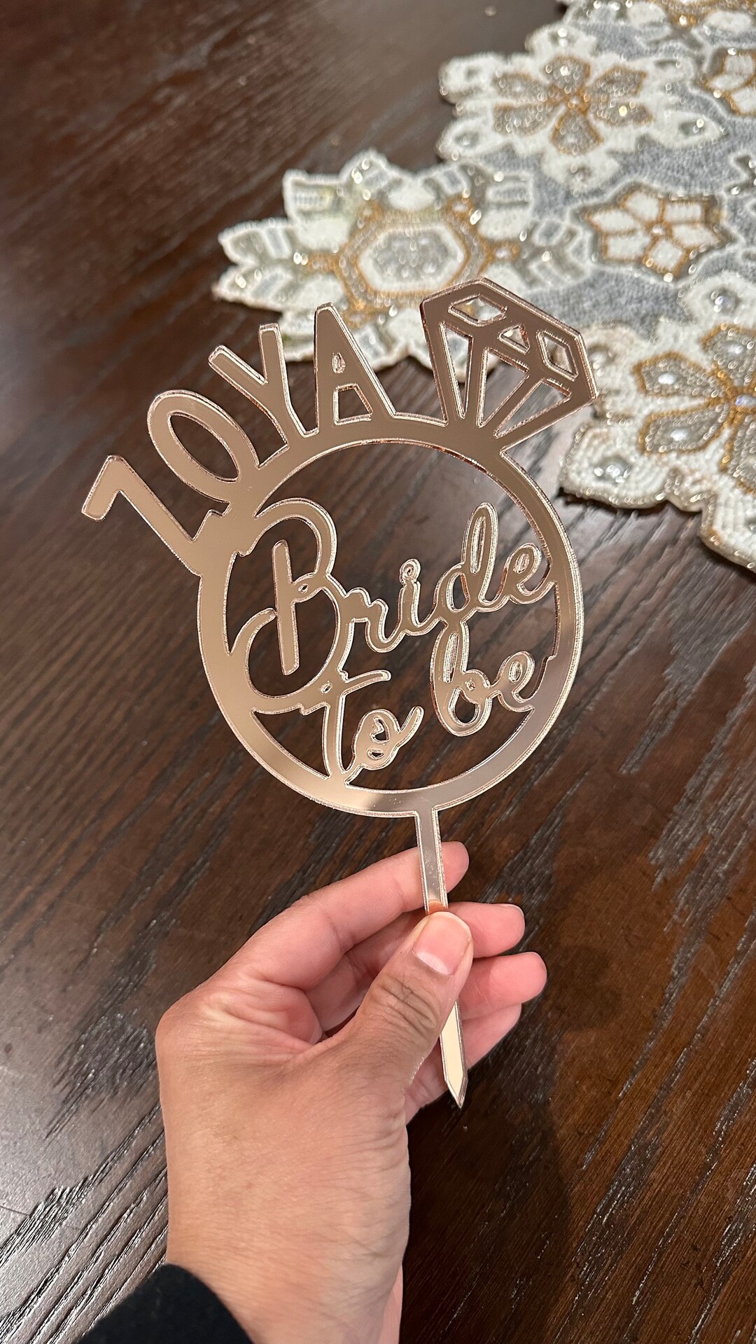 Bride to Be Ring Acrylic Topper Personalized Cake Topper Mirror Acrylic ...