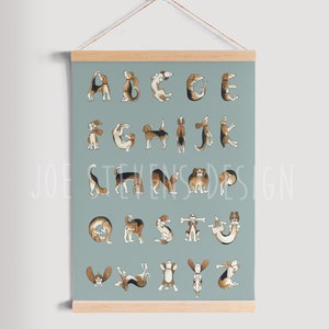 Beagle Alphabet, Illustrated Dog Print A3 - Etsy