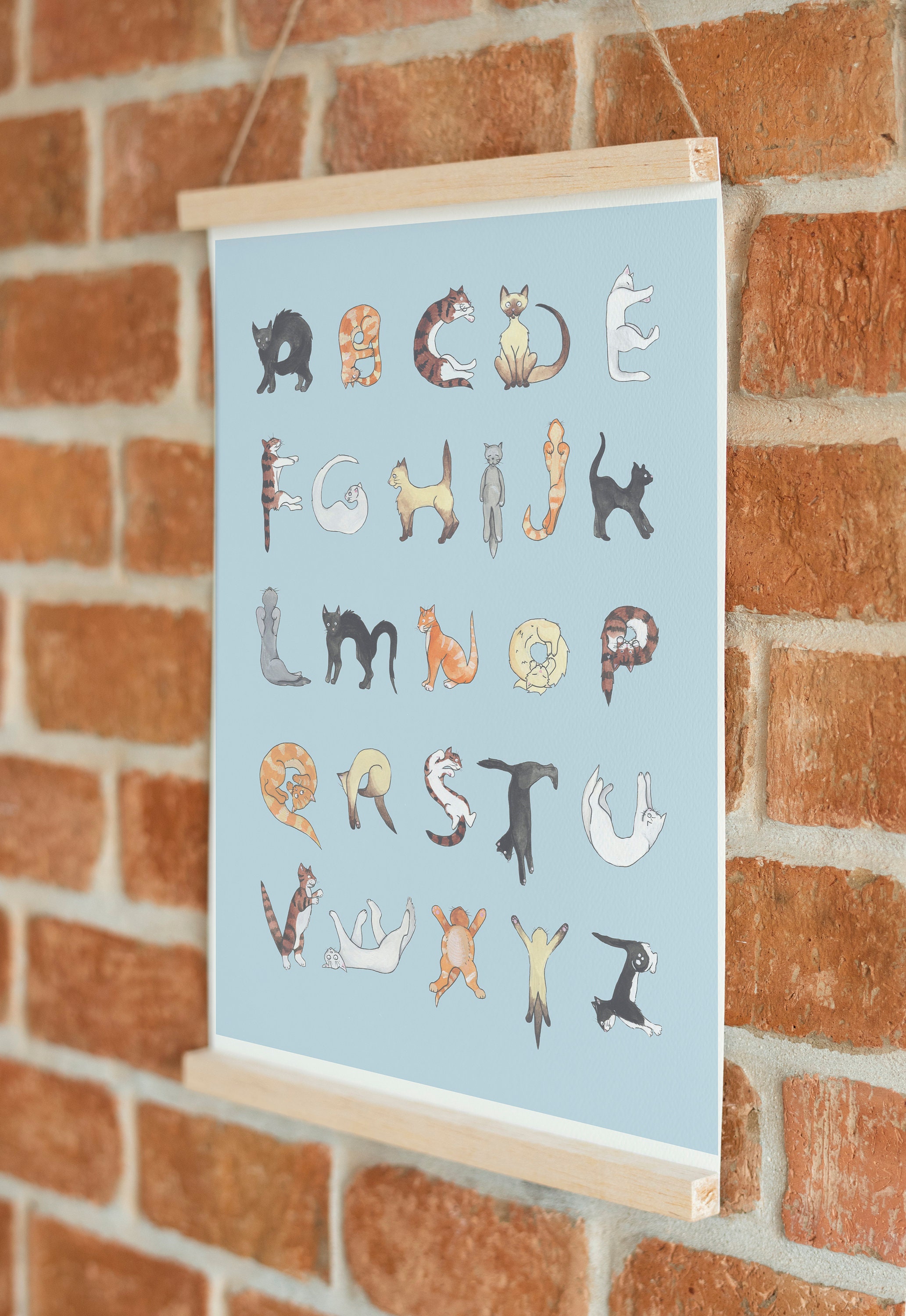 Cat Alphabet Print Illustrated cat print Catabet Feline | Etsy