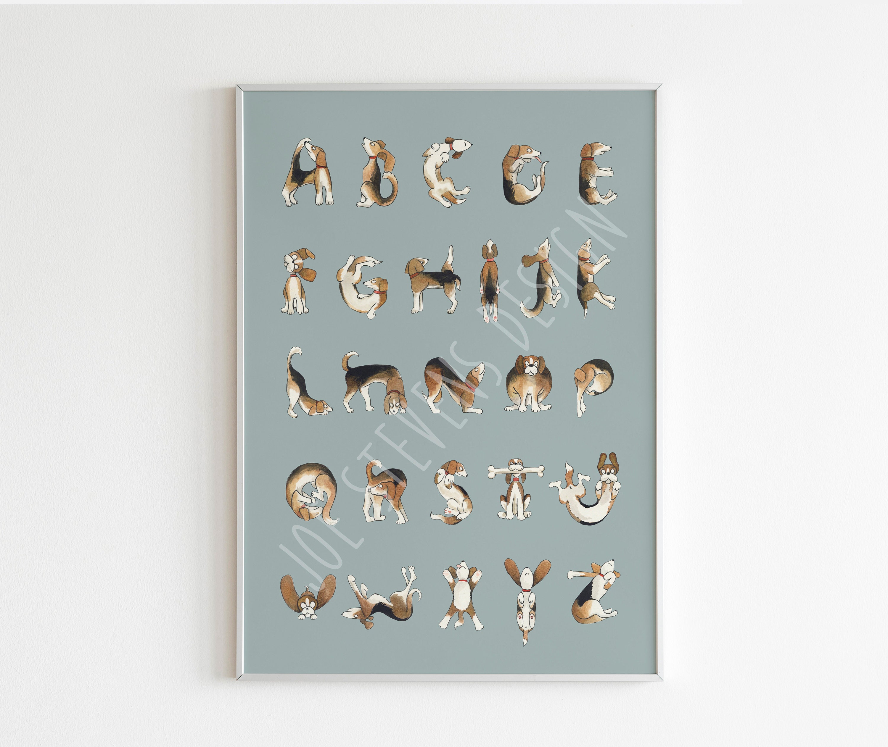 Beagle Alphabet Illustrated Dog Print A3 | Etsy