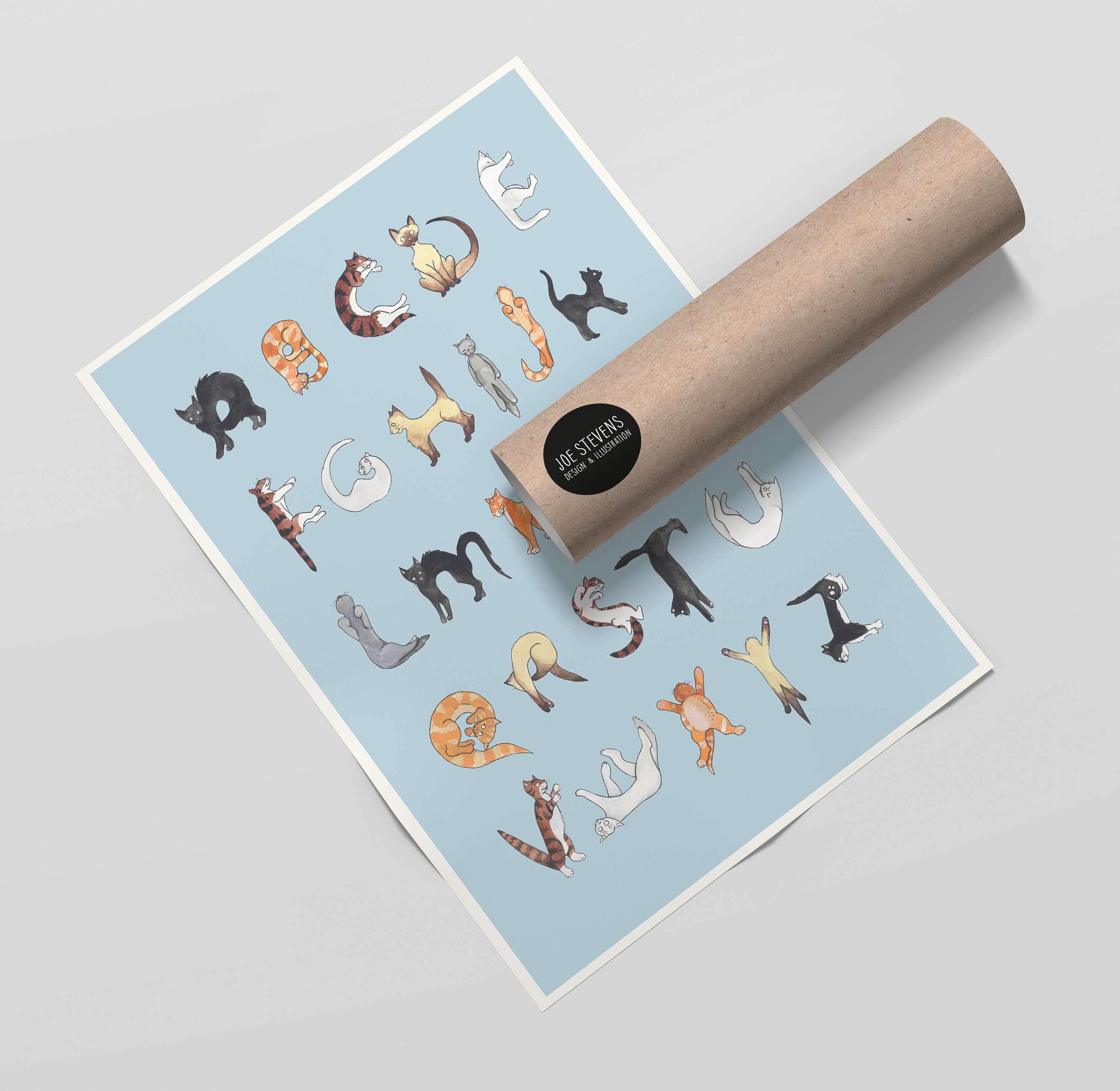 Cat Alphabet Print Illustrated cat print Catabet Feline | Etsy