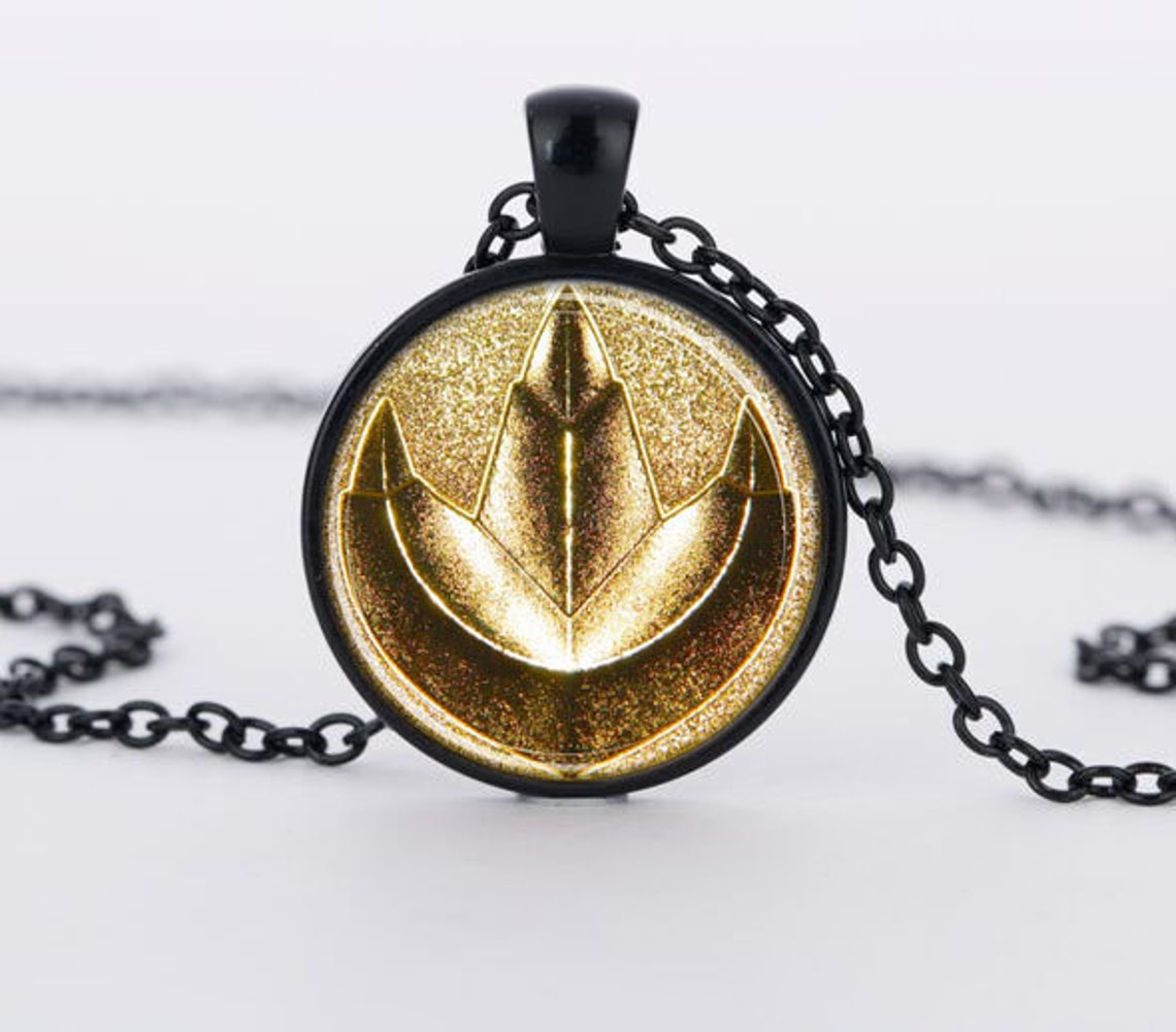 Mighty Morphin Power Rangers White Ranger Pendant Charm Glass Necklace ...
