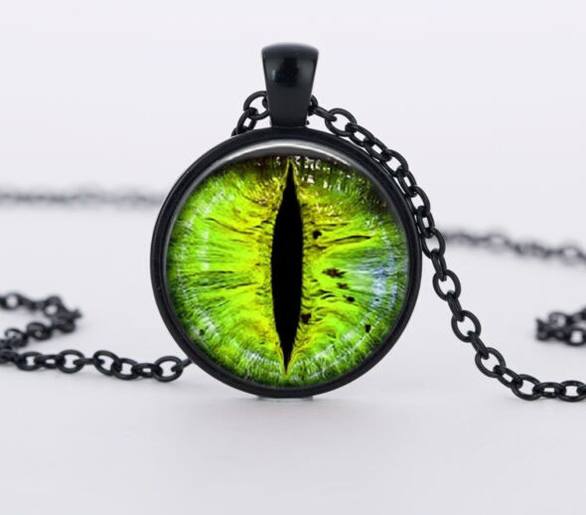 Green Dragon Eye Necklace Pendant Eye Pendant Glass Cabochon - Etsy