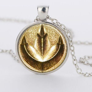 Mighty Morphin Power Rangers White Ranger Pendant Charm Glass Necklace ...