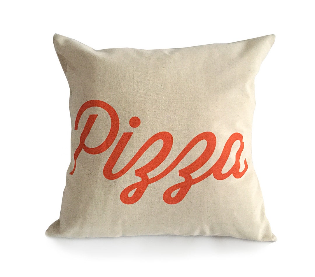 Pizza Throw Pillow, Pizza Lover Gift. Silkscreen Printed Natural ...