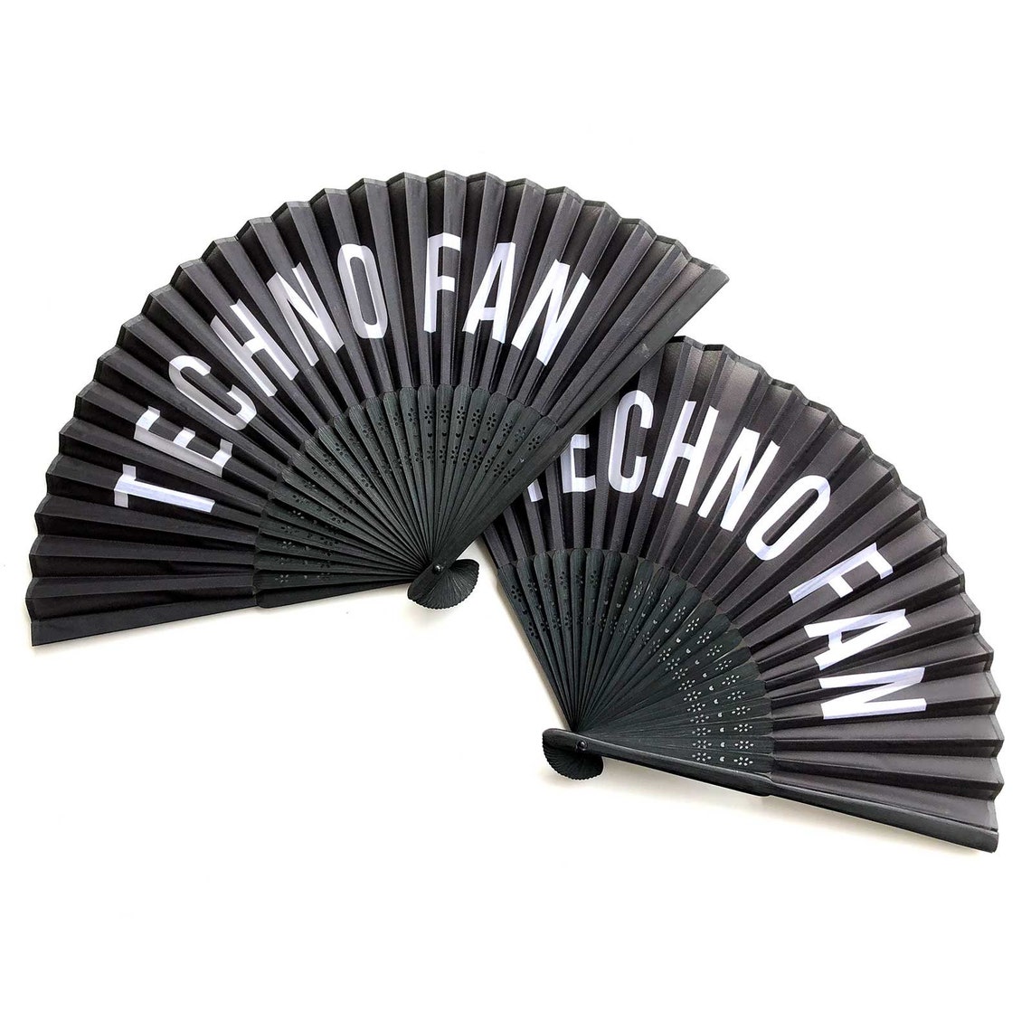 Detroit Techno Fan Printed silk black folding hand fan. | Etsy
