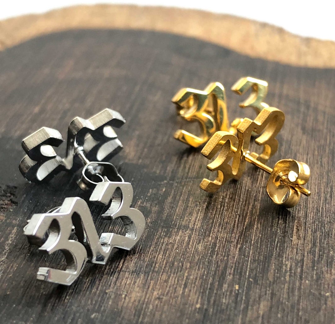 313 Earrings. Detroit Area Code Stud Earrings, Post Style. Old English ...