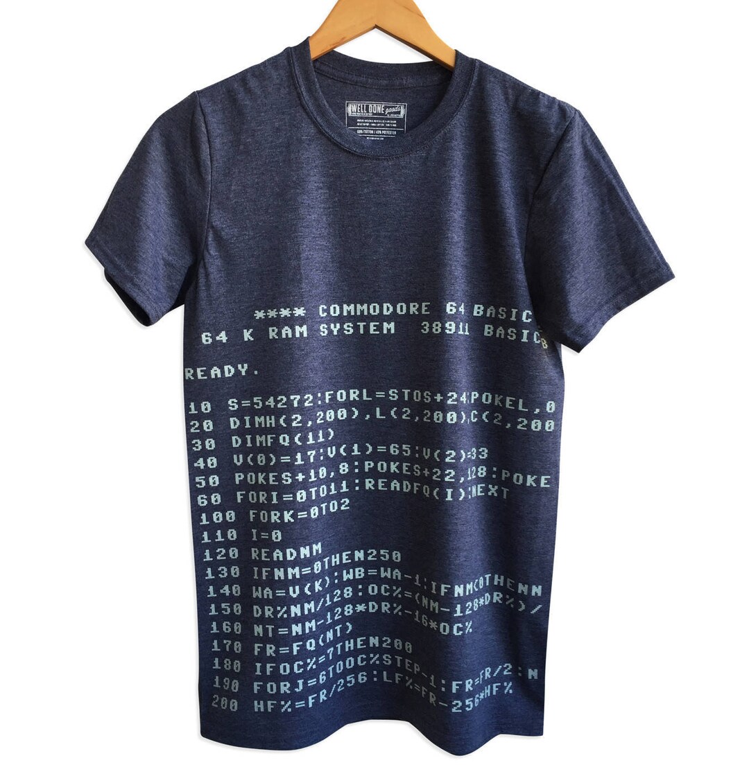 Commodore 64 BASIC Code T-shirt. Computer Science, Retro Computer Shirt ...