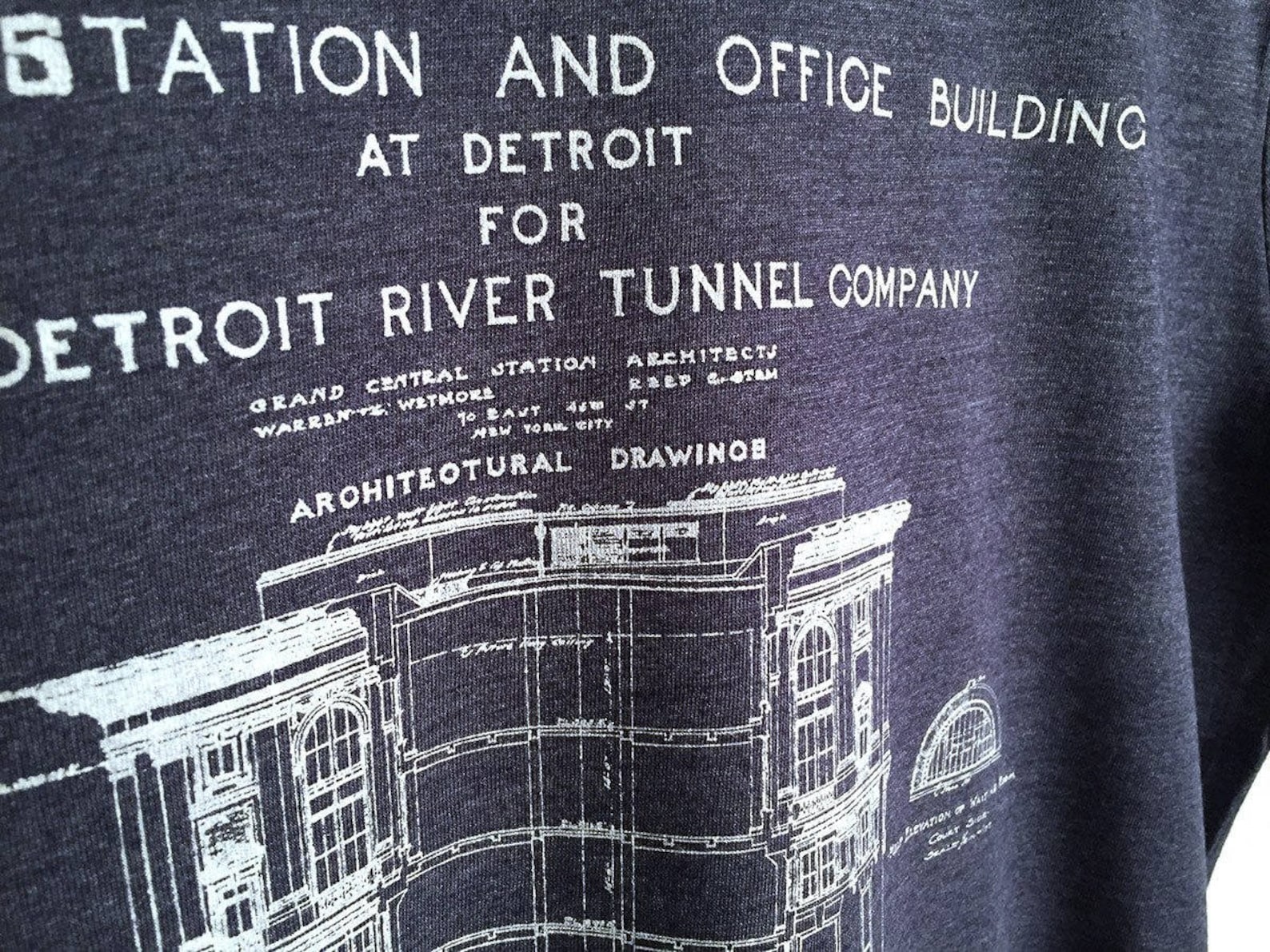 Detroit Train Station Blueprint Tee. MCS Graphic T-shirt. - Etsy