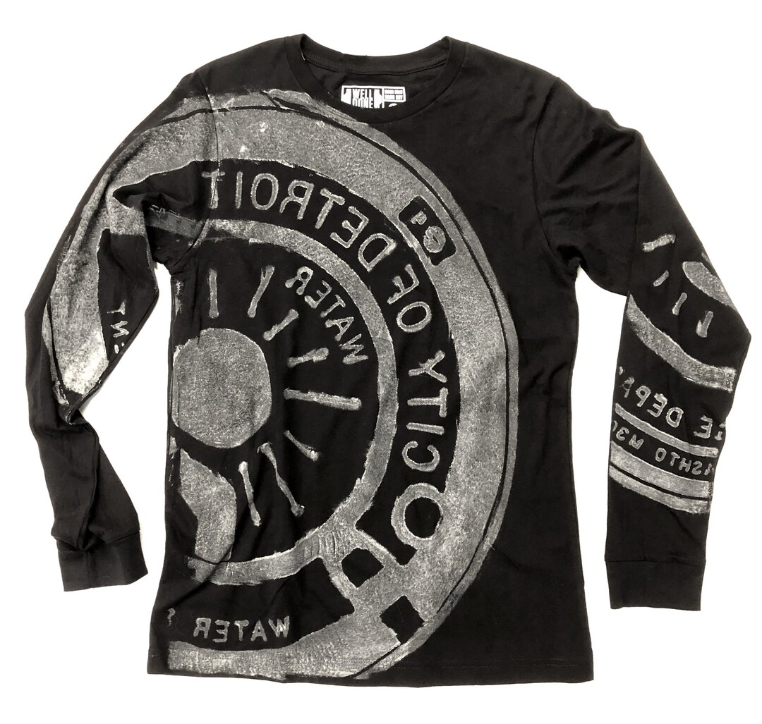 Detroit Long Sleeve T-shirt, Detroit Manhole Black Longsleeve T-shirt ...