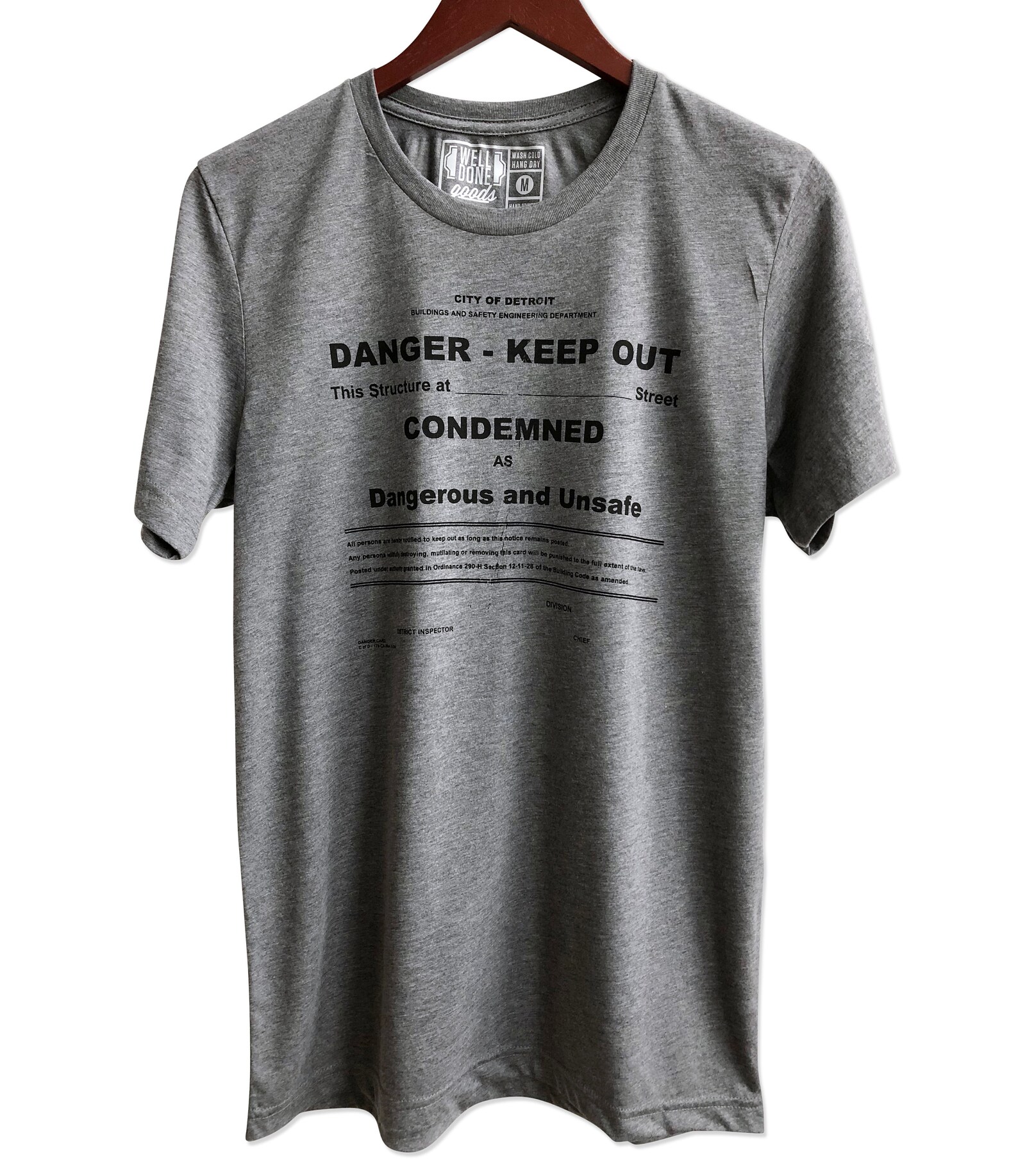 Danger Sign, Keep Out Sign T-shirt. Detroit Graphic Tee. Condemned ...
