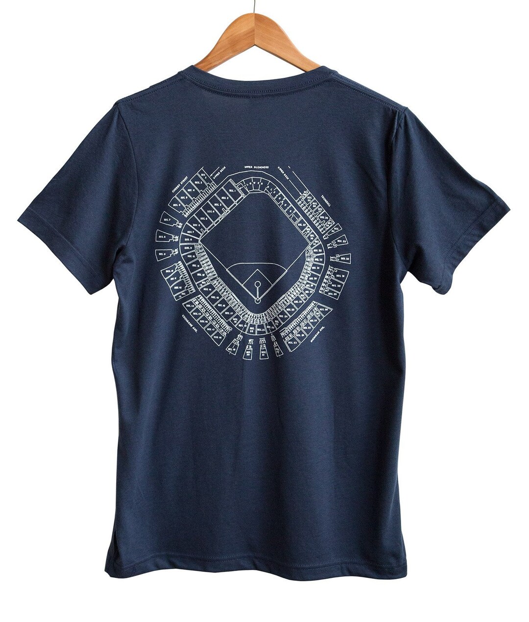Old Tiger Stadium Graphic T-shirt. Navin Field Seating Chart Blueprint ...