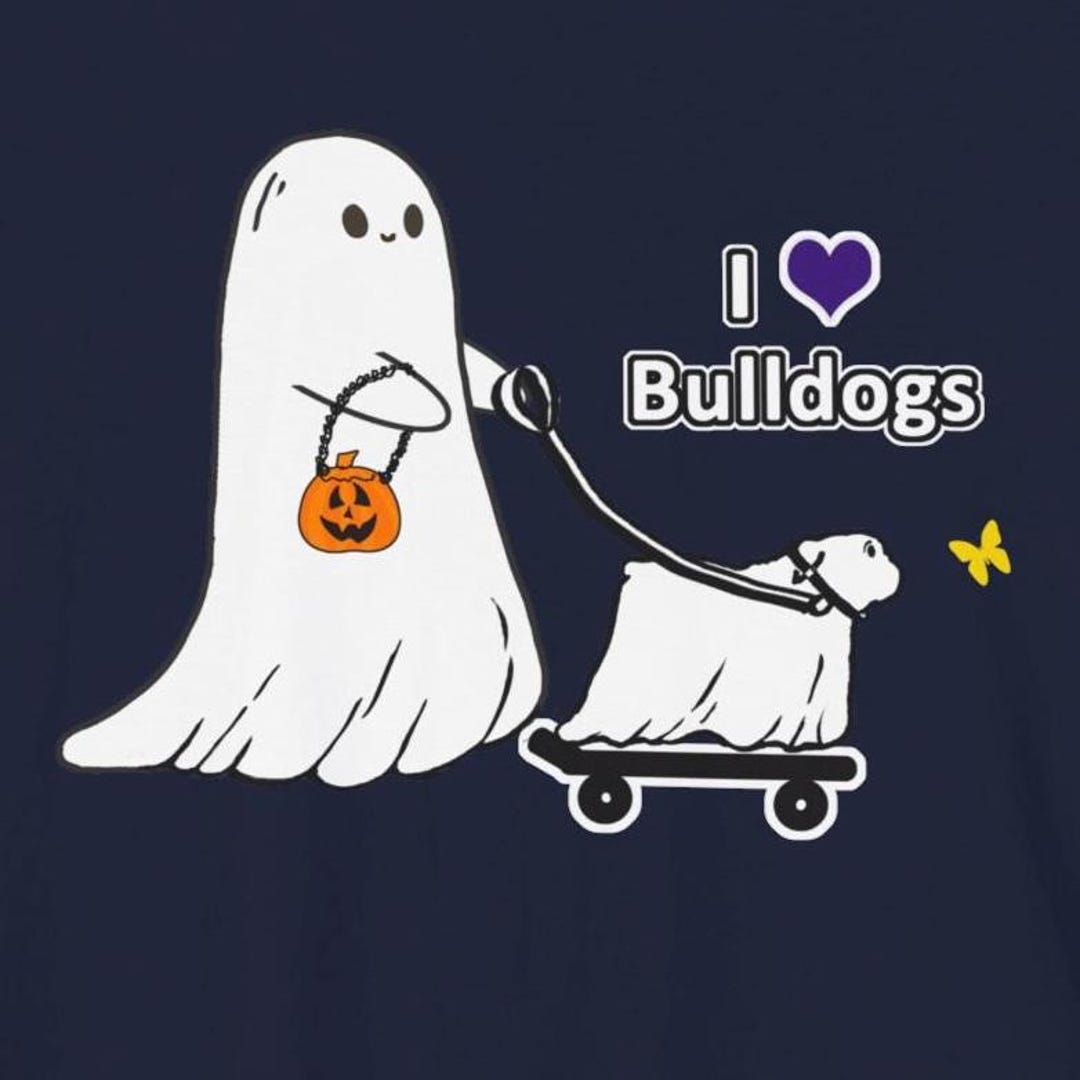 Ghost Walking Ghost Bulldog/halloween Unisex T-shirt/spooky Dog on ...