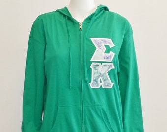 Delta Delta Delta Military Green Retro Stripes Sorority Cropped Hoodie ...