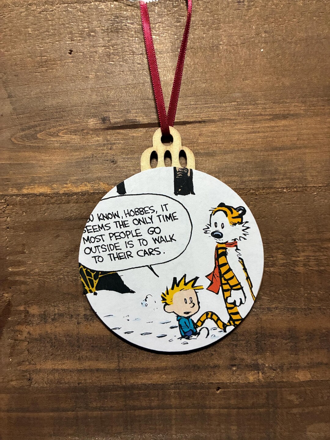 Calvin and Hobbes Recycled Book Page Wooden Gift Tag/ornament - Etsy