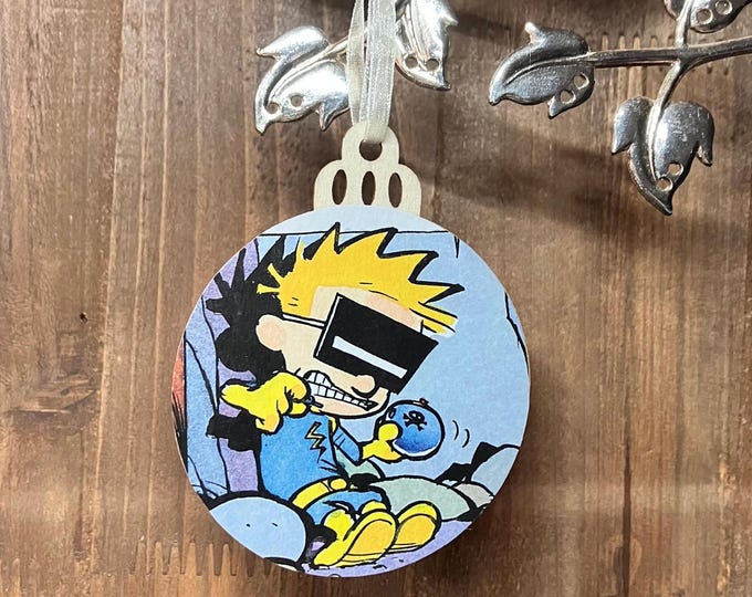 Calvin and Hobbes Recycled Book Page Wooden Gift Tag/ornament - Etsy