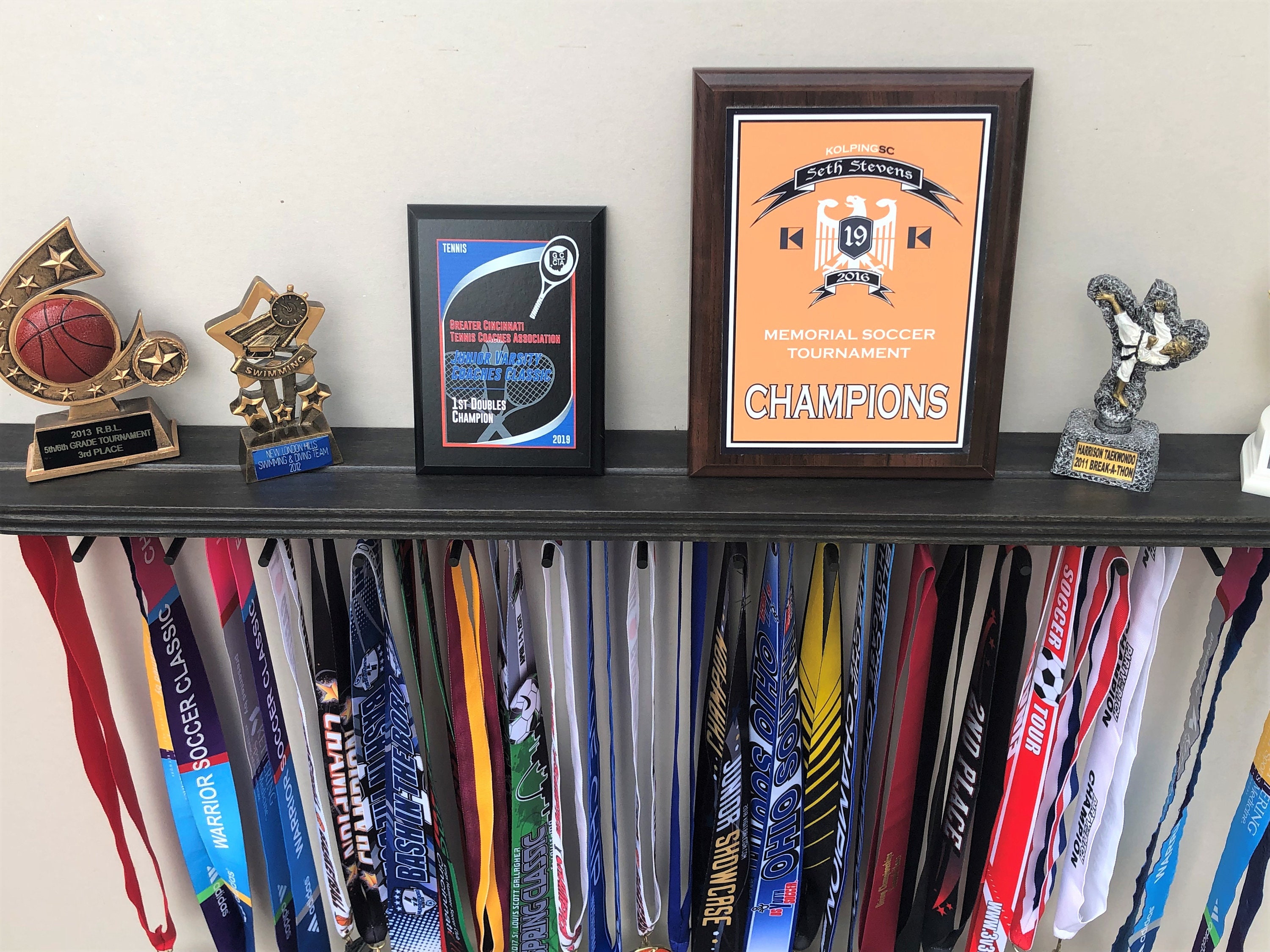 Shelving 3ft Weathered Black Trophy shelf easy mounting 5 stains Made ...