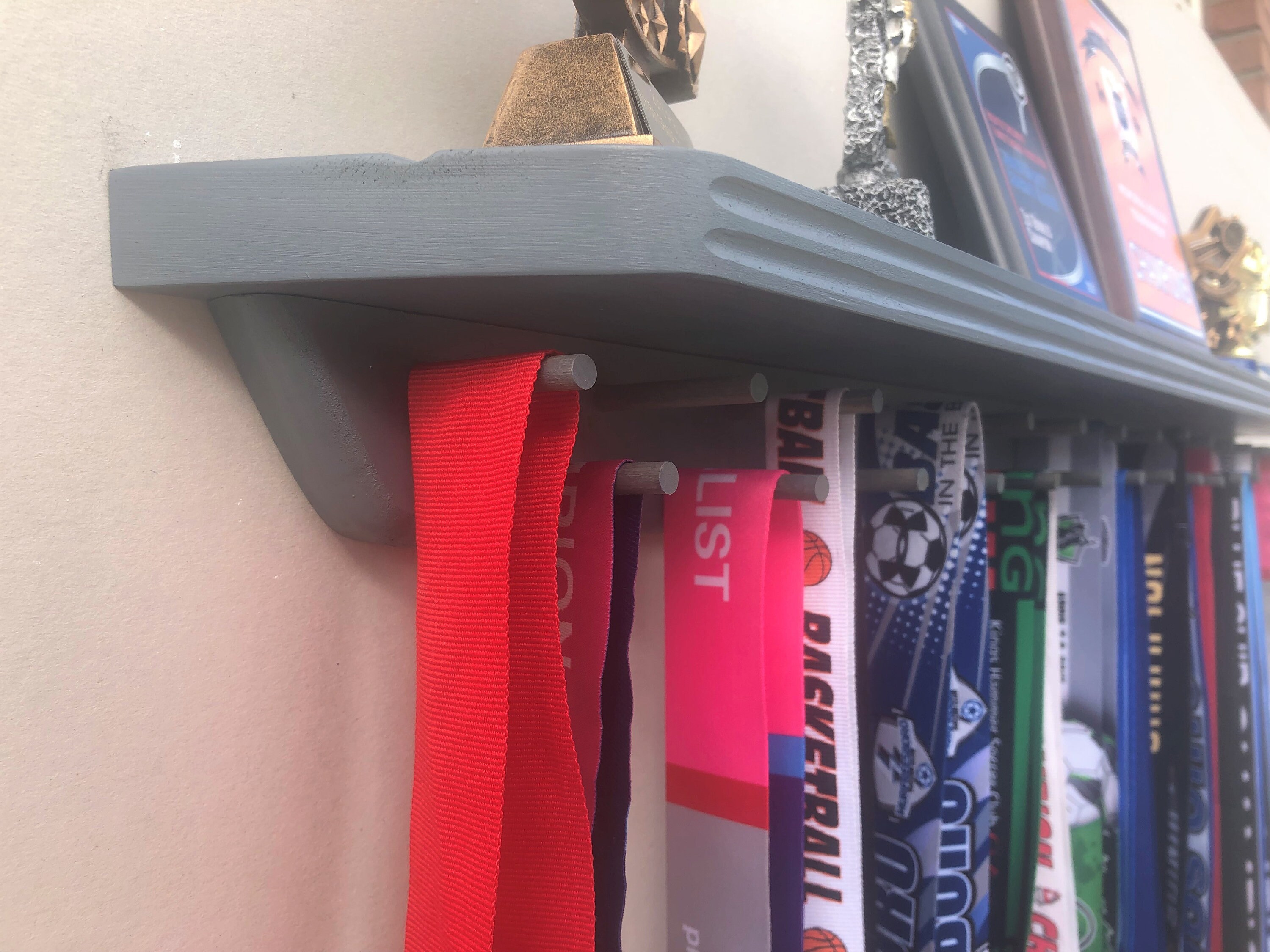 Shelving 3ft Weathered Black Trophy shelf easy mounting 5 stains Made ...