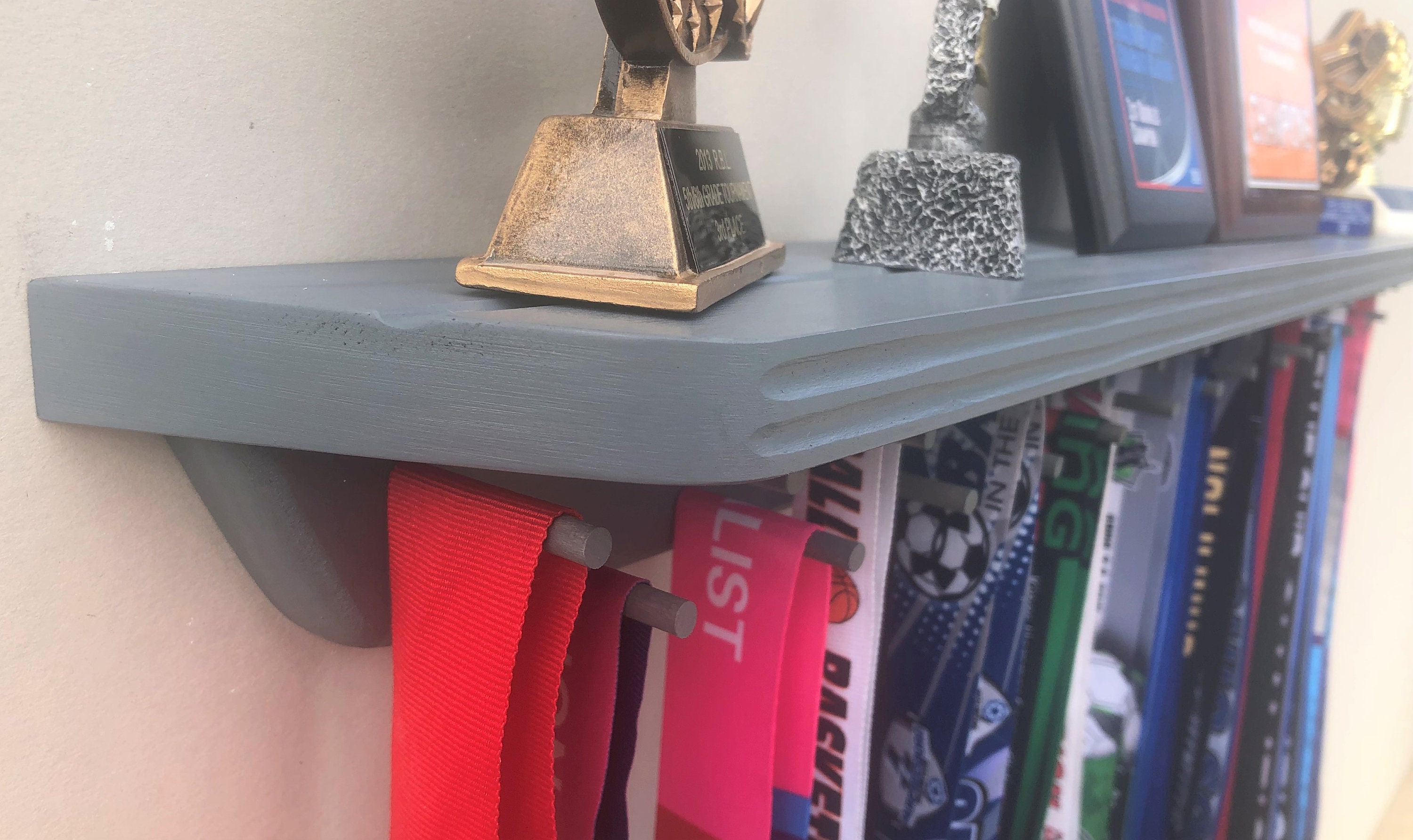 Shelving 3ft Weathered Black Trophy shelf easy mounting 5 stains Made ...