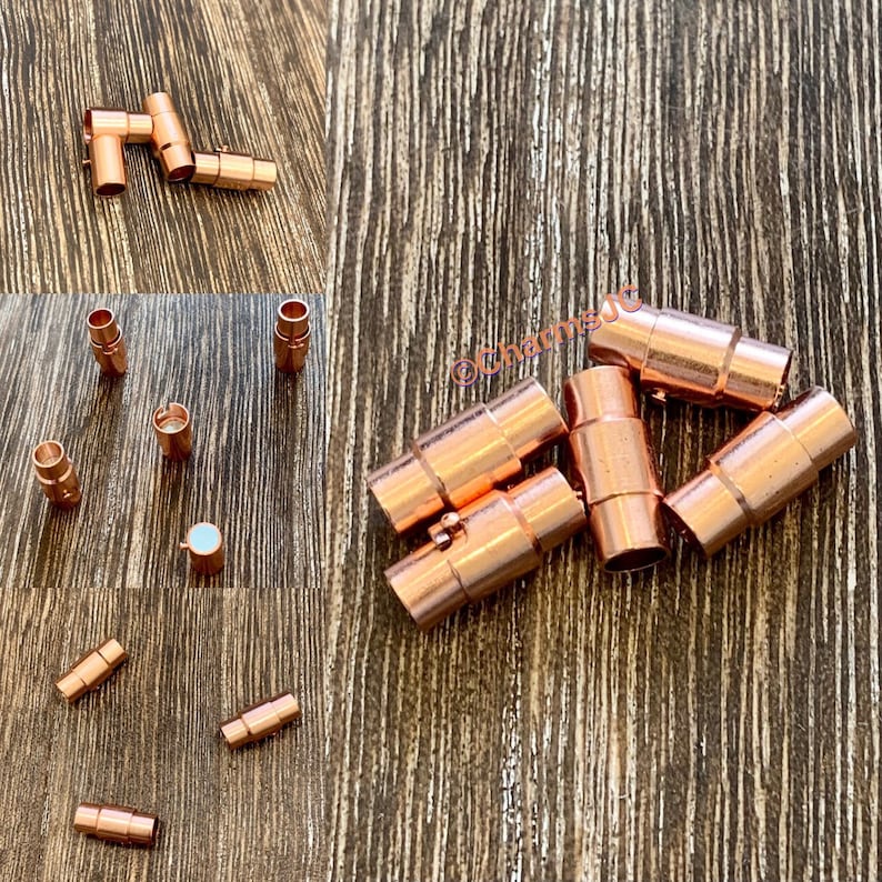 Copper Magnetic Clasps With Locking Mechanism: 6mm Hole DIY Jewelry - Etsy