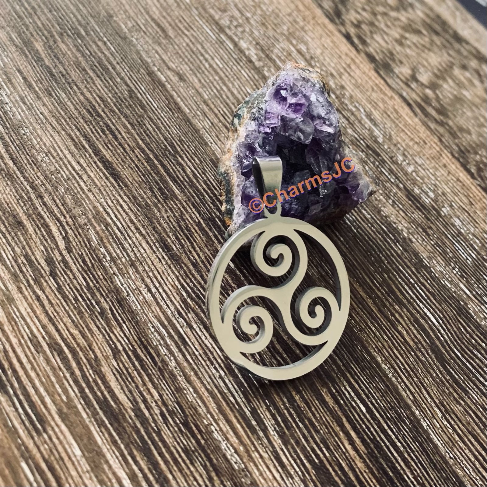 Stainless Steel Round Triskelion Celtic Symbol (trinity) Charm Pendant ...