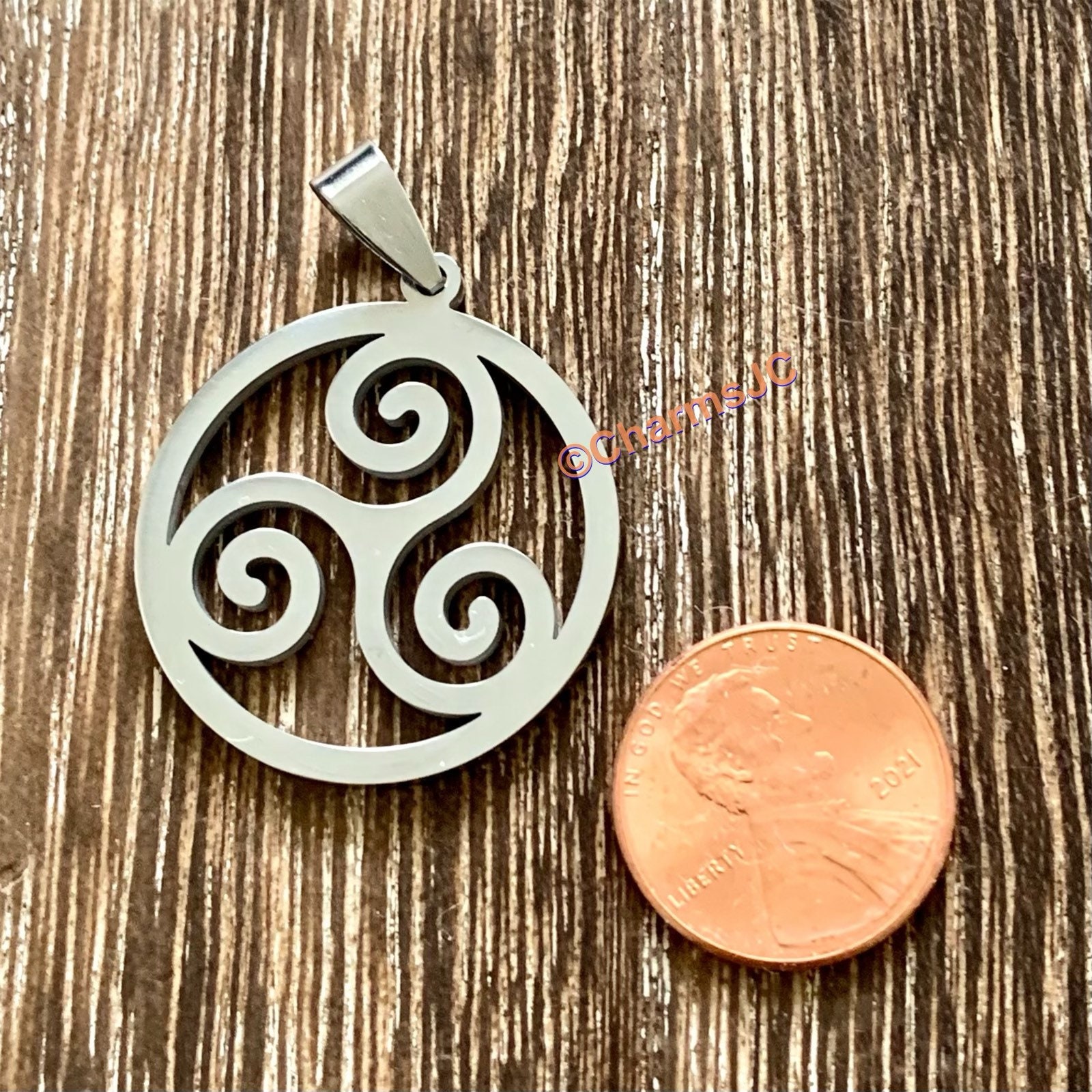 Stainless Steel Round Triskelion Celtic Symbol trinity Charm | Etsy