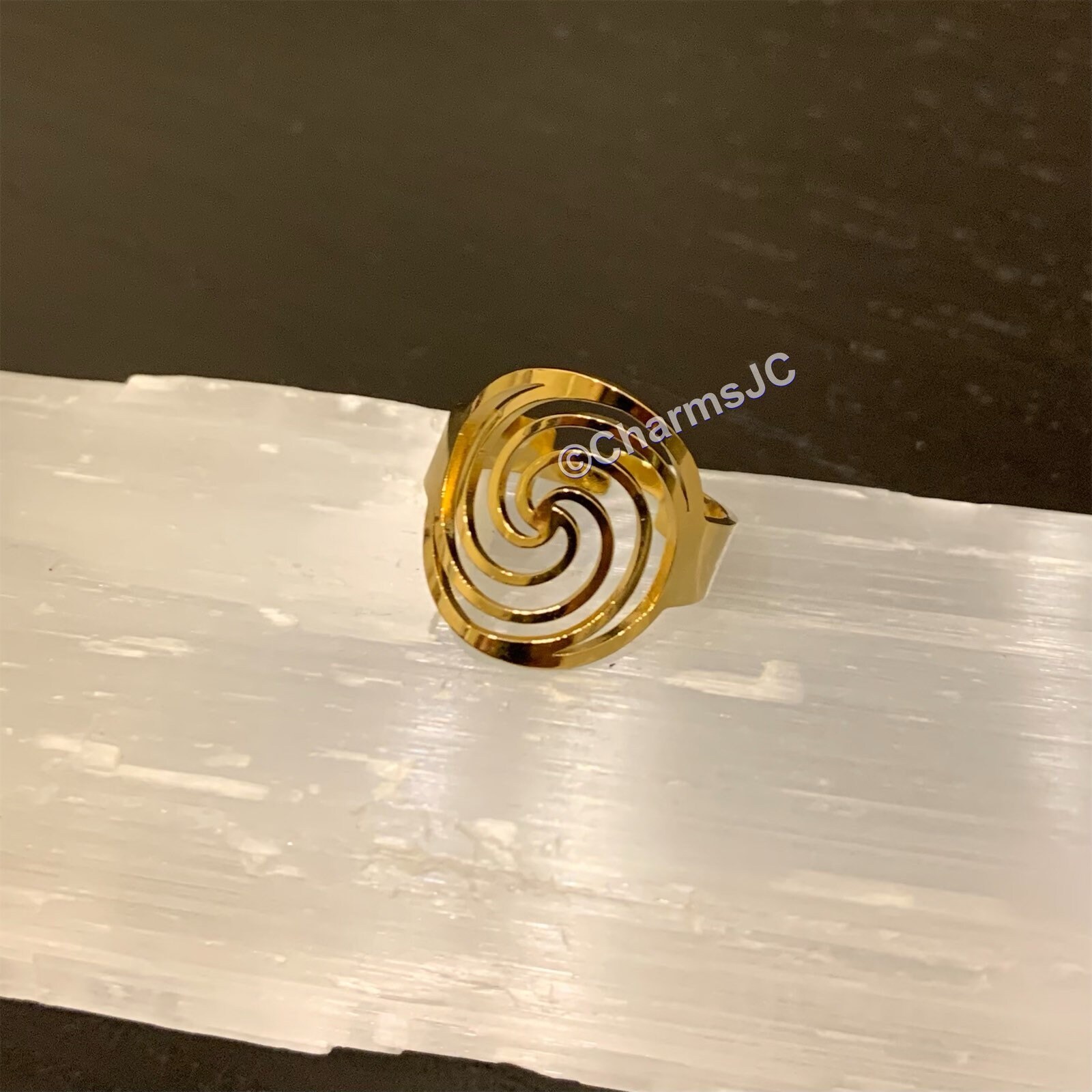 VORTEX RING Gold Plated Stainless Steel Adjustable Spiral - Etsy UK