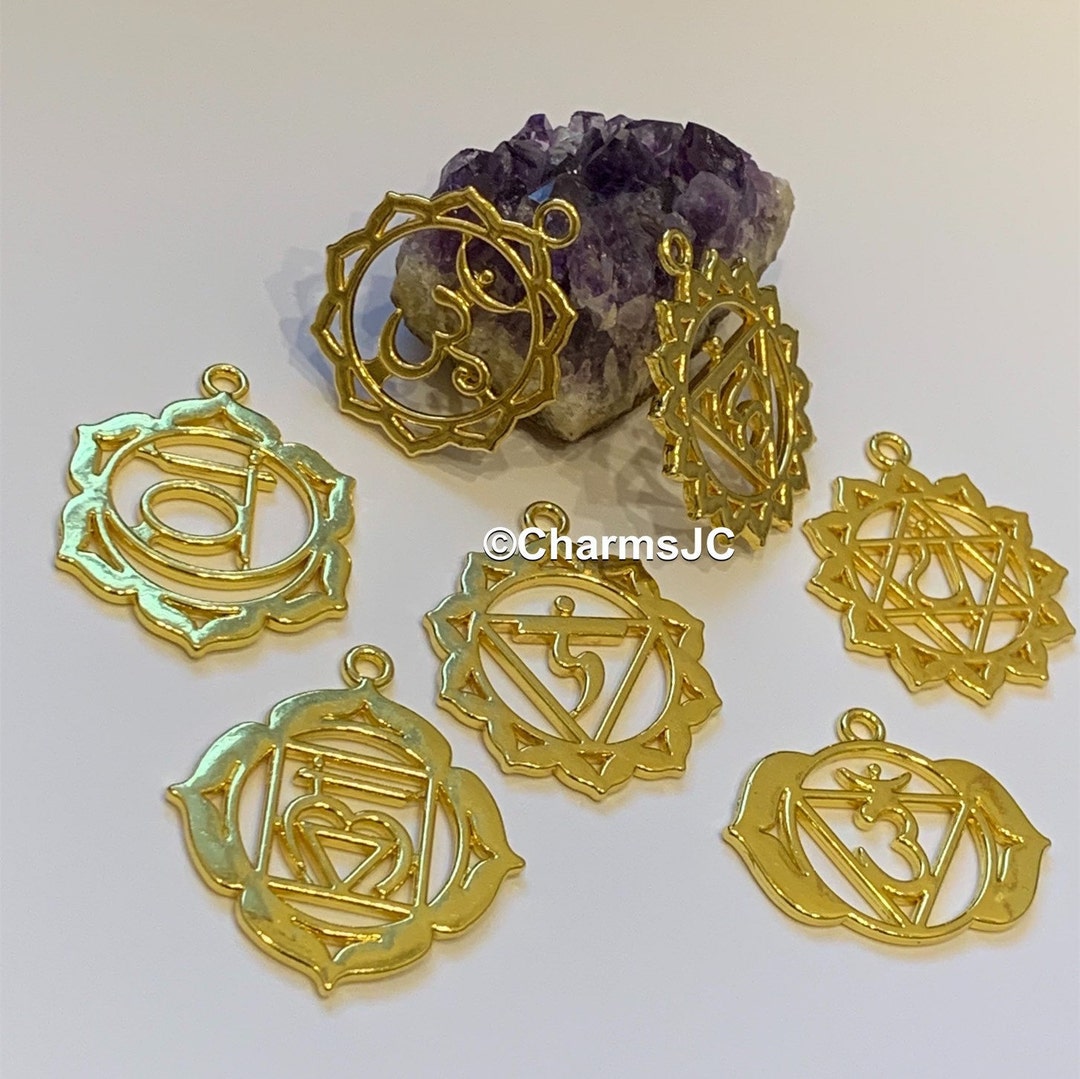 7 Chakras Set, Yoga Healing Pendants, Zinc Based Alloy(lead & Nickel ...