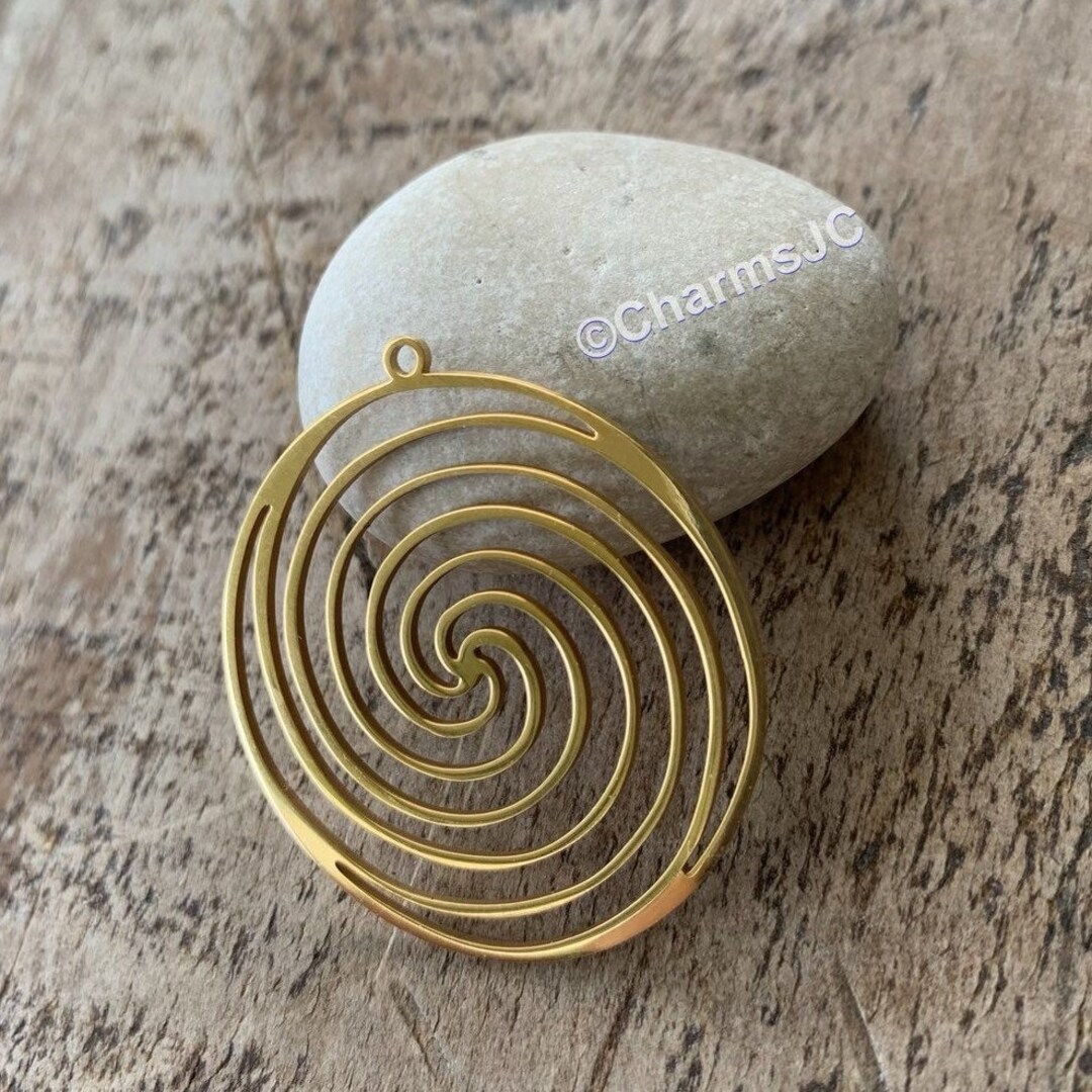 Gold Plated Stainless Steel Vortex Charm: DIY Necklace Pendant (35x37mm ...