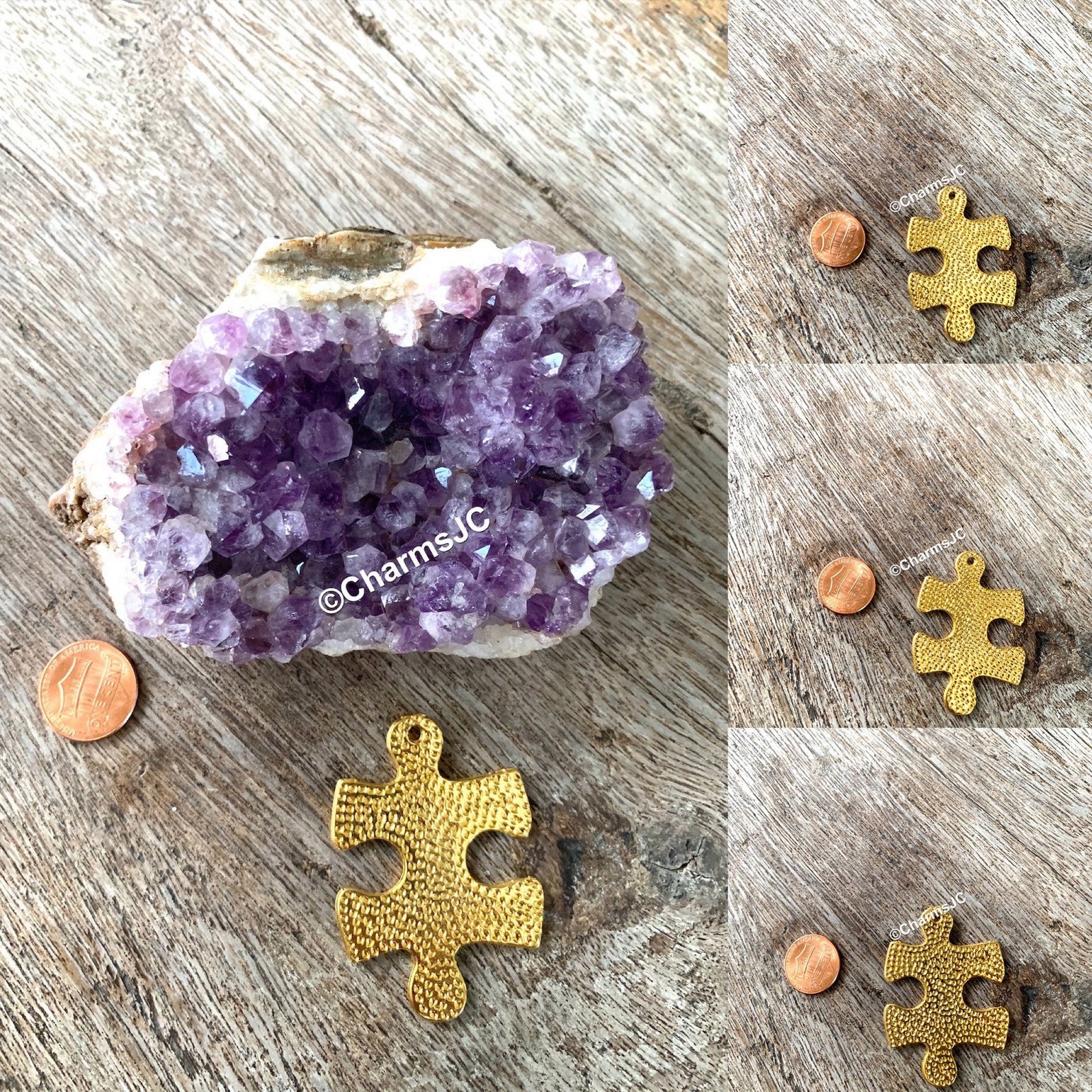 Autism Puzzle Charm Embossed Gold Plated 53x36mm Autism Awareness ...