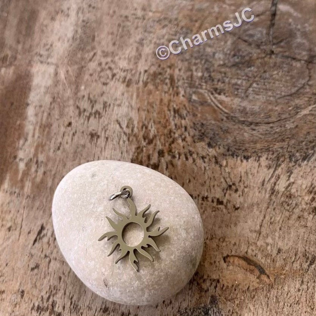 Set of Two (2) SUN Stainless Steel, Beautiful Sun 18x16mm, Sun Pendant ...