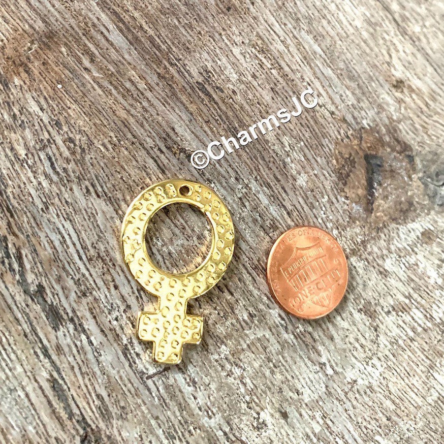 Embossed Female Symbol Beautiful Gold Plated 35x24mm | Etsy