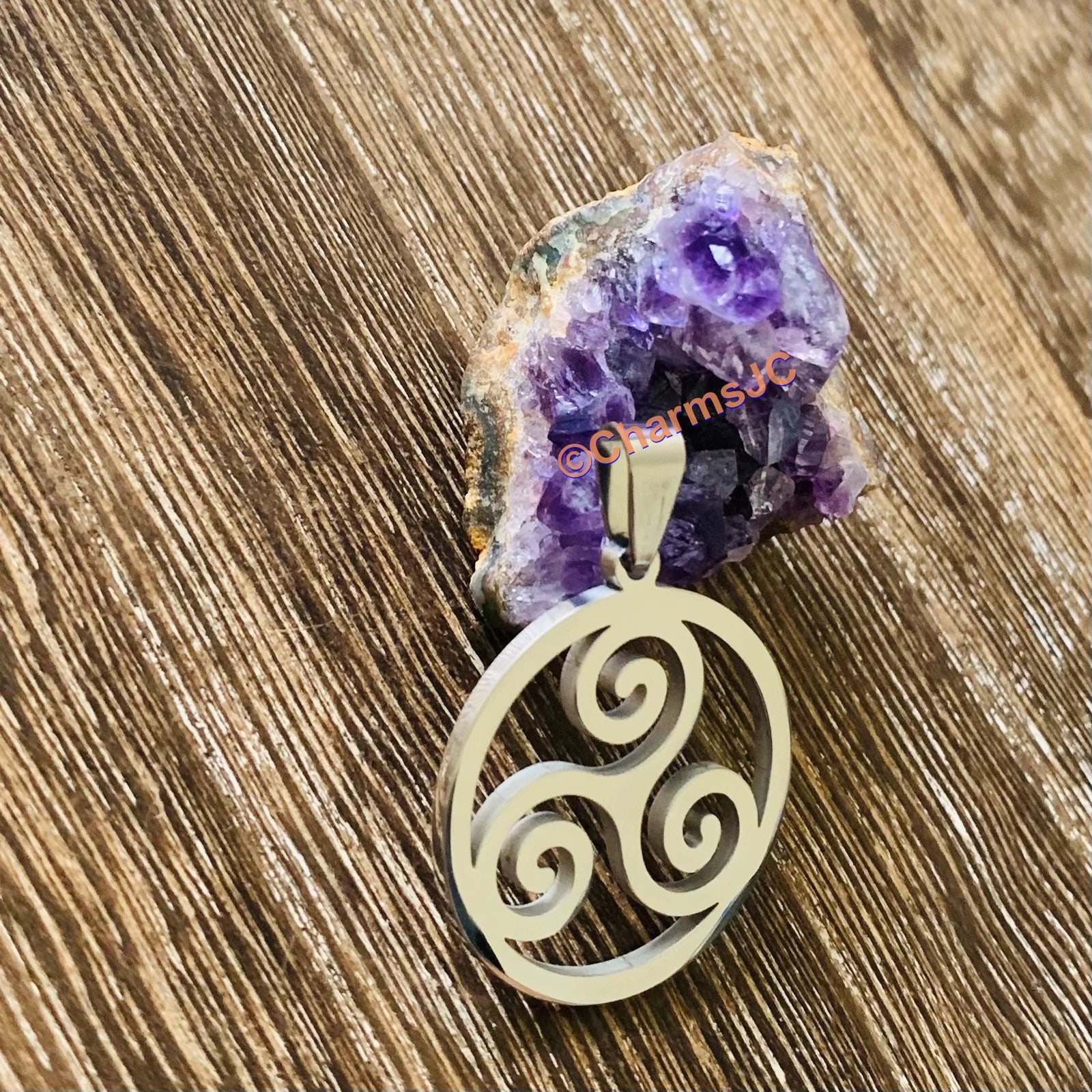 Stainless Steel Round Triskelion Celtic Symbol (trinity) Charm Pendant ...