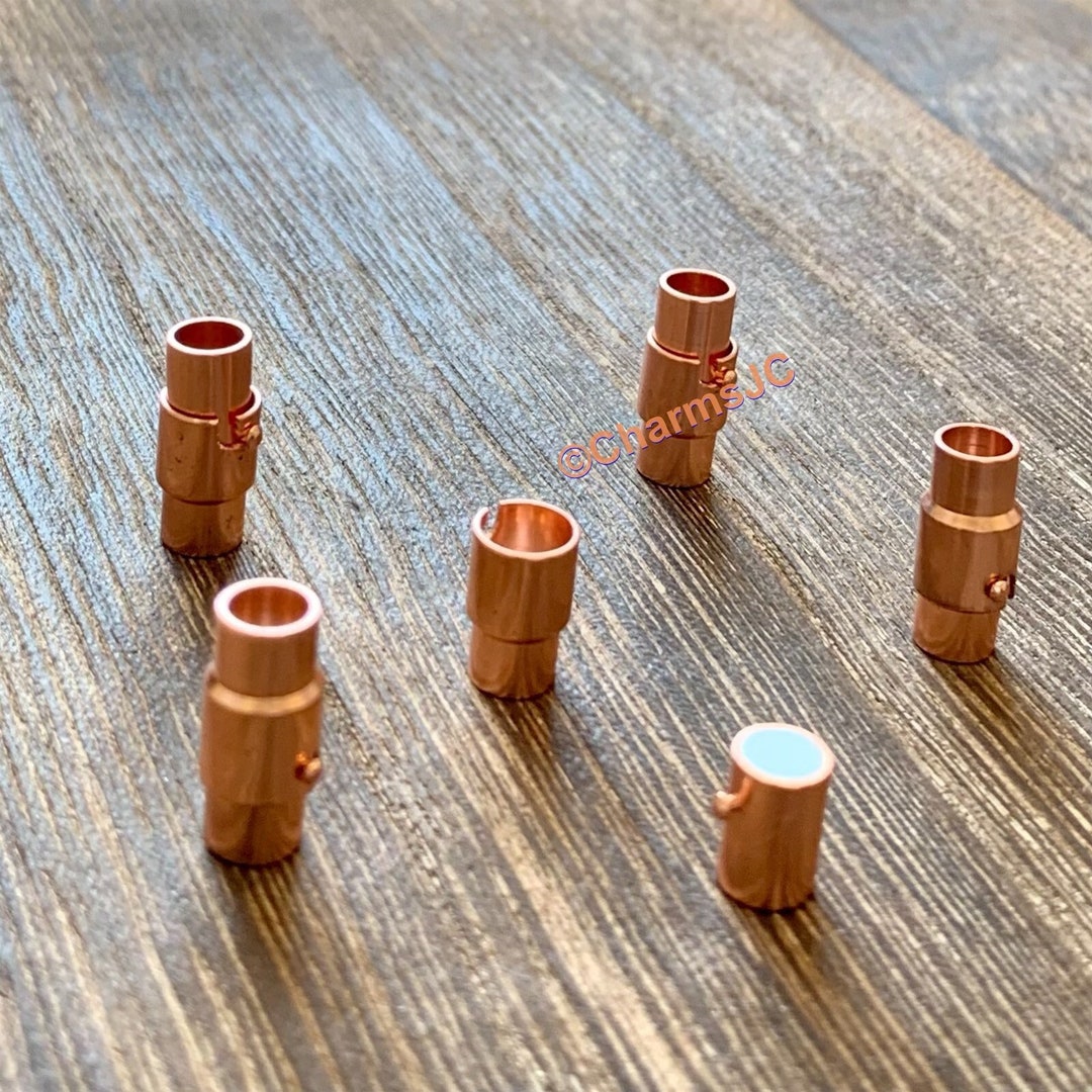 Copper Magnetic Clasps With Locking Mechanism: 5mm Hole, DIY Jewelry ...