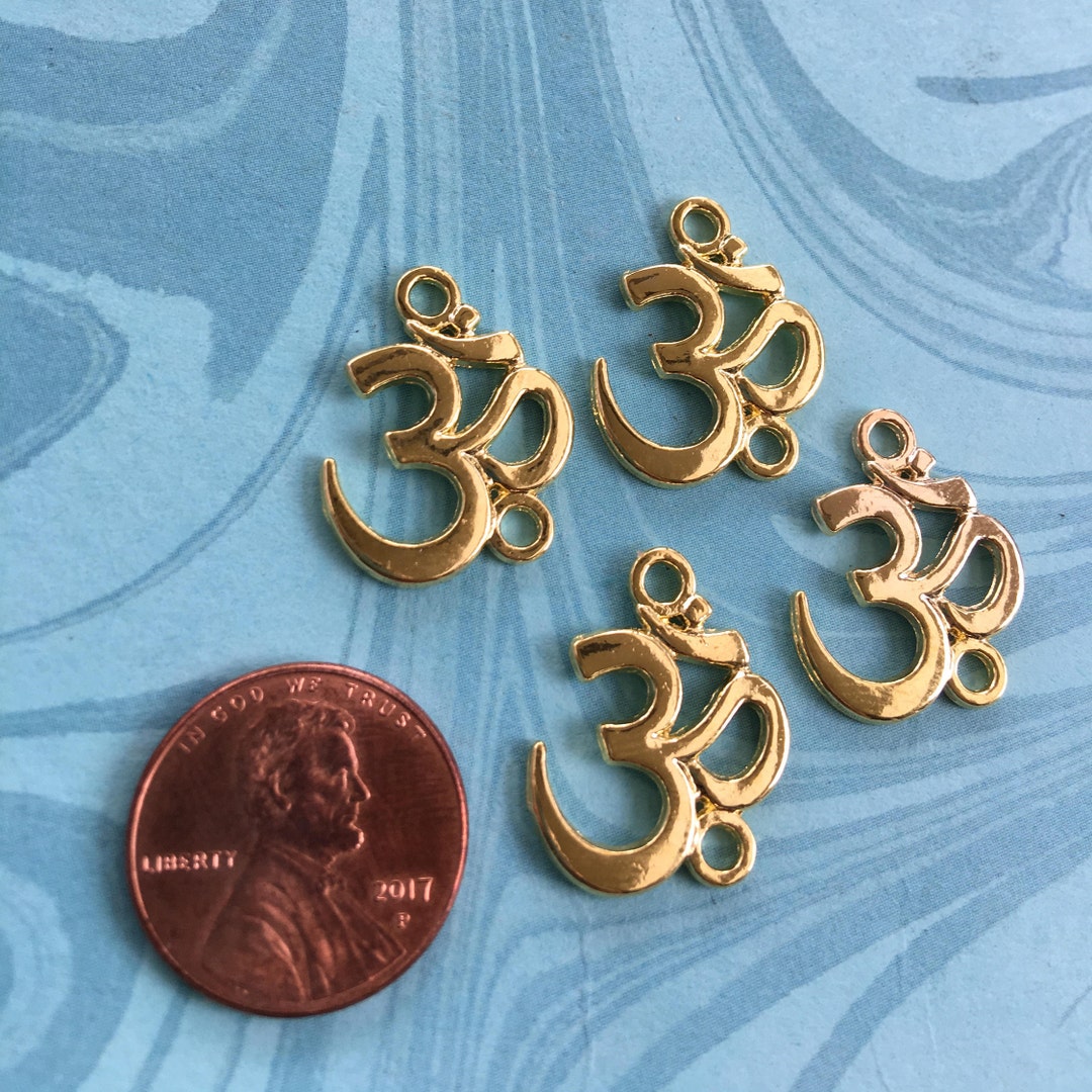Gold Plated Om Symbol Connector Charm (21mm) - Etsy