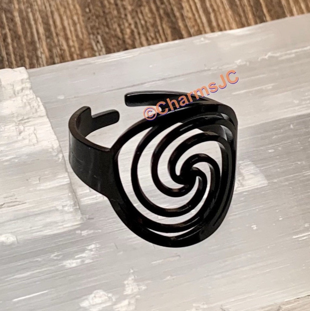 VORTEX RING Black Stainless Steel Adjustable, Spiral Torus Vortex Ring ...