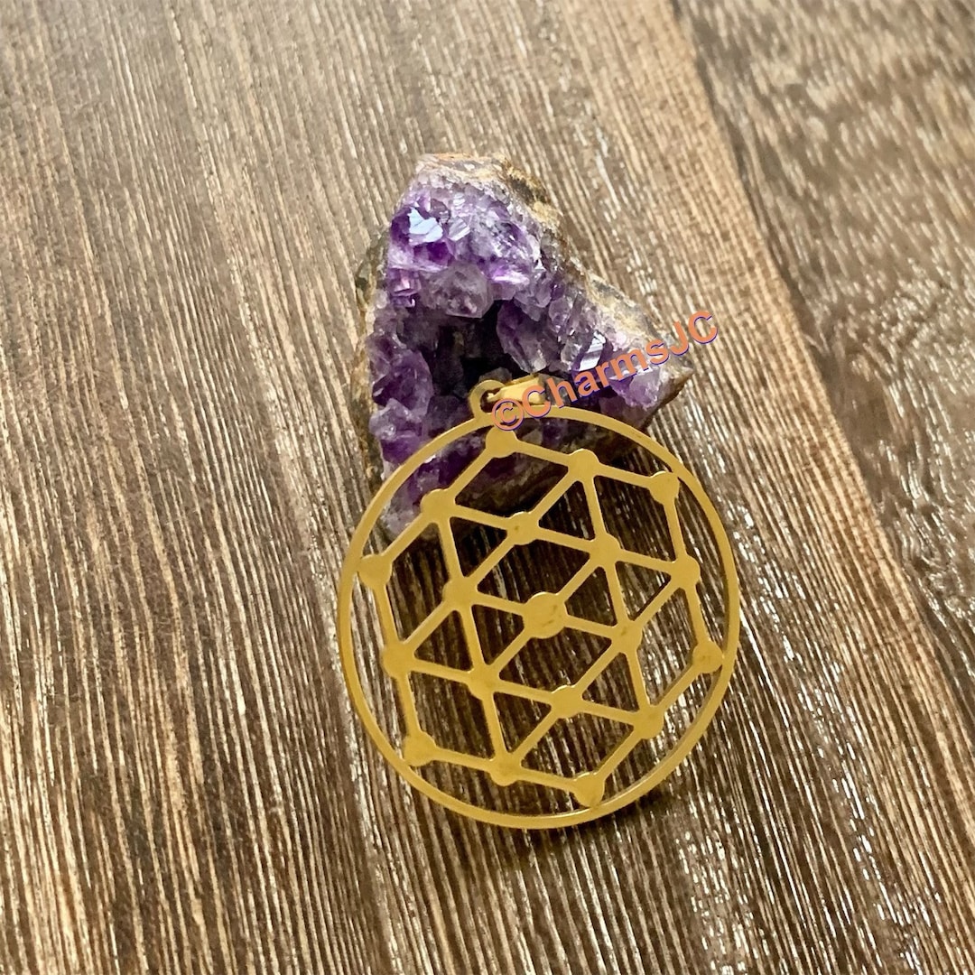 METATRON Cube Pendant, Merkabah Gold Plated Stainless-steel Charm ...