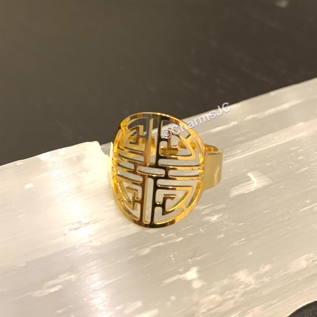 LU Symbol RING Gold Plated Stainless Steel Adjustable, Fortune ...