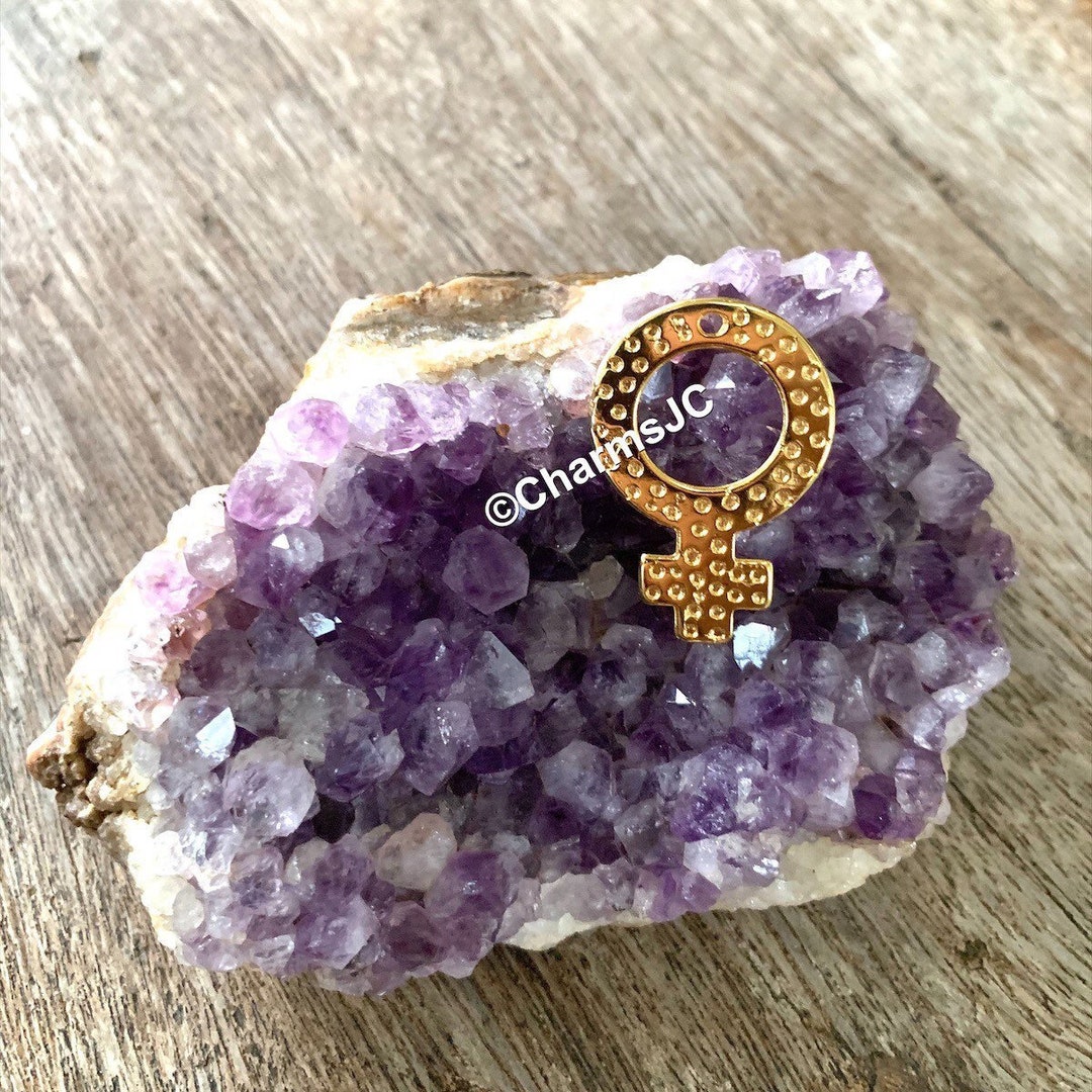 Embossed Female Symbol Beautiful Gold Plated 35x24mm Pendant-charm ...