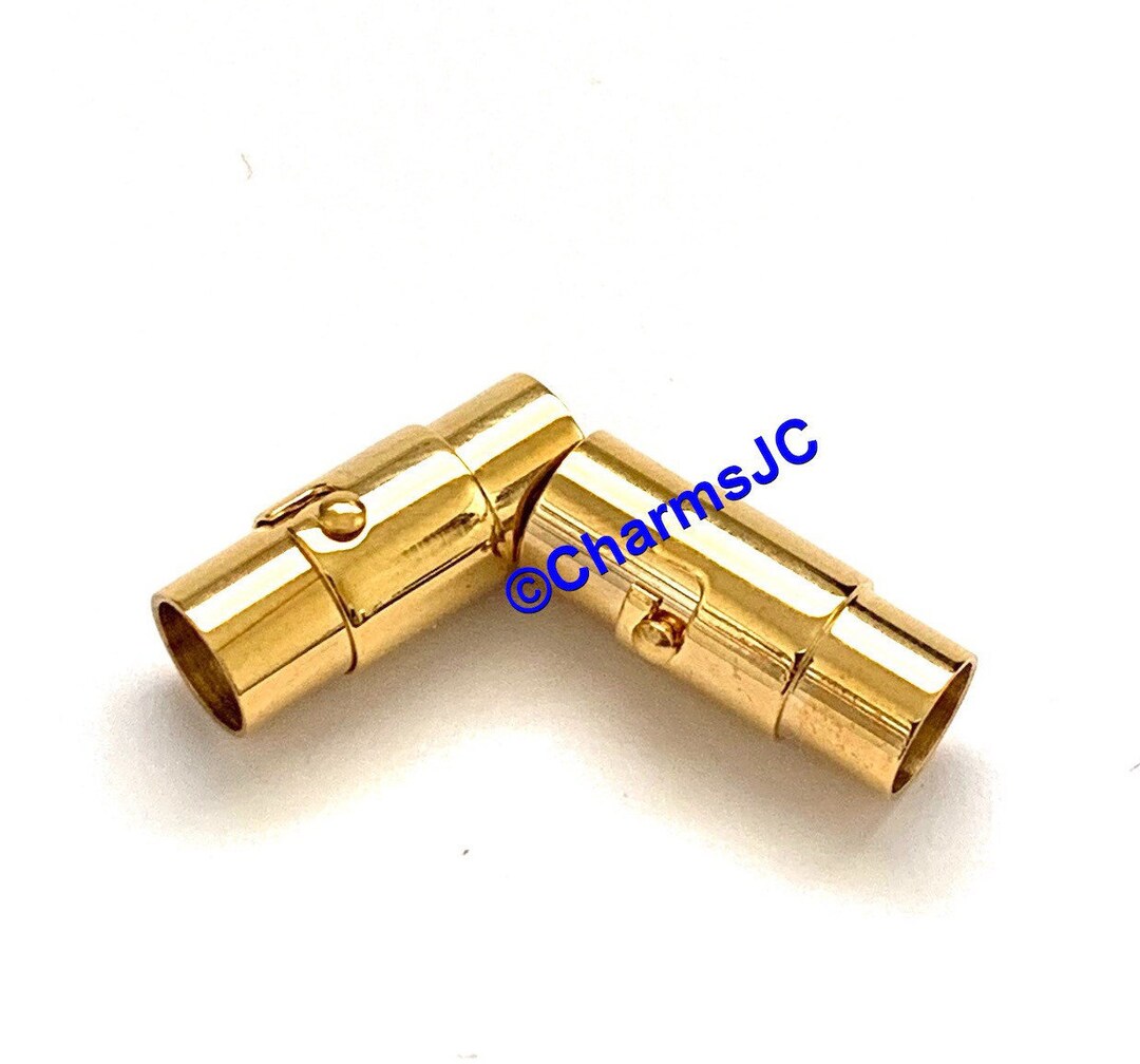 Gold Plated 6mm Hole Set of Two(02) Clasps, Stainless Steel Magnetic ...