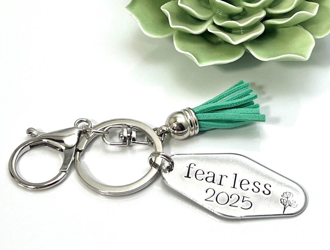 Word of the Year Keychain. Fearless Keychain. 2025 Keychain. Intention ...