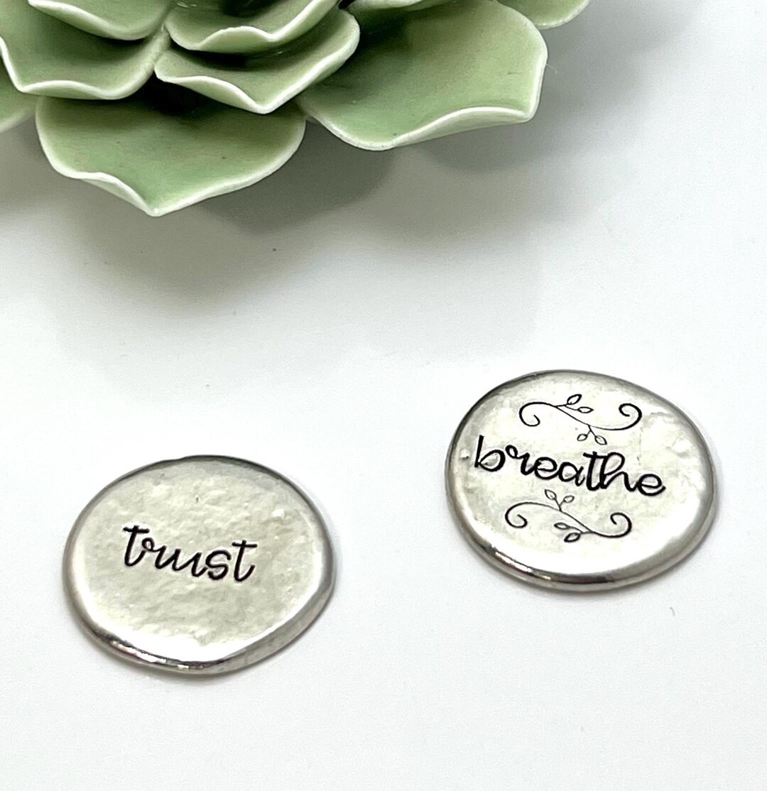 Pewter Pocket Stone, Worry Stone, Good Luck Charm, Lucky Token, Pocket ...