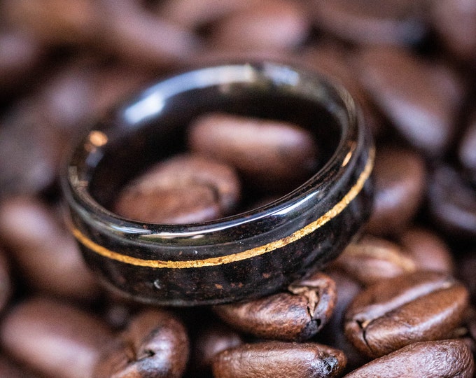 100% Coffee Coffee Ring With 24K Gold Inlay Men's or - Etsy