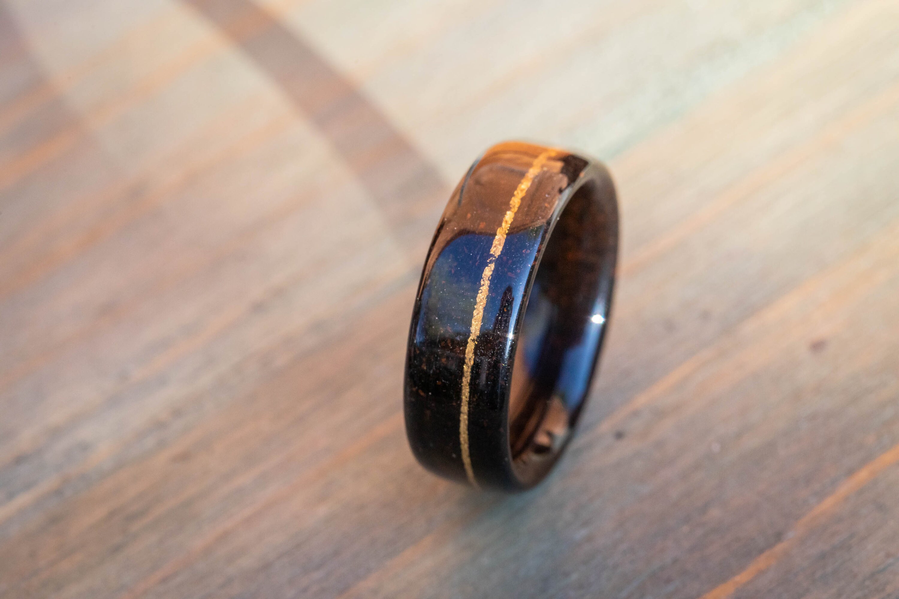 100% Coffee Coffee Ring With 24K Gold Inlay Men's or | Etsy