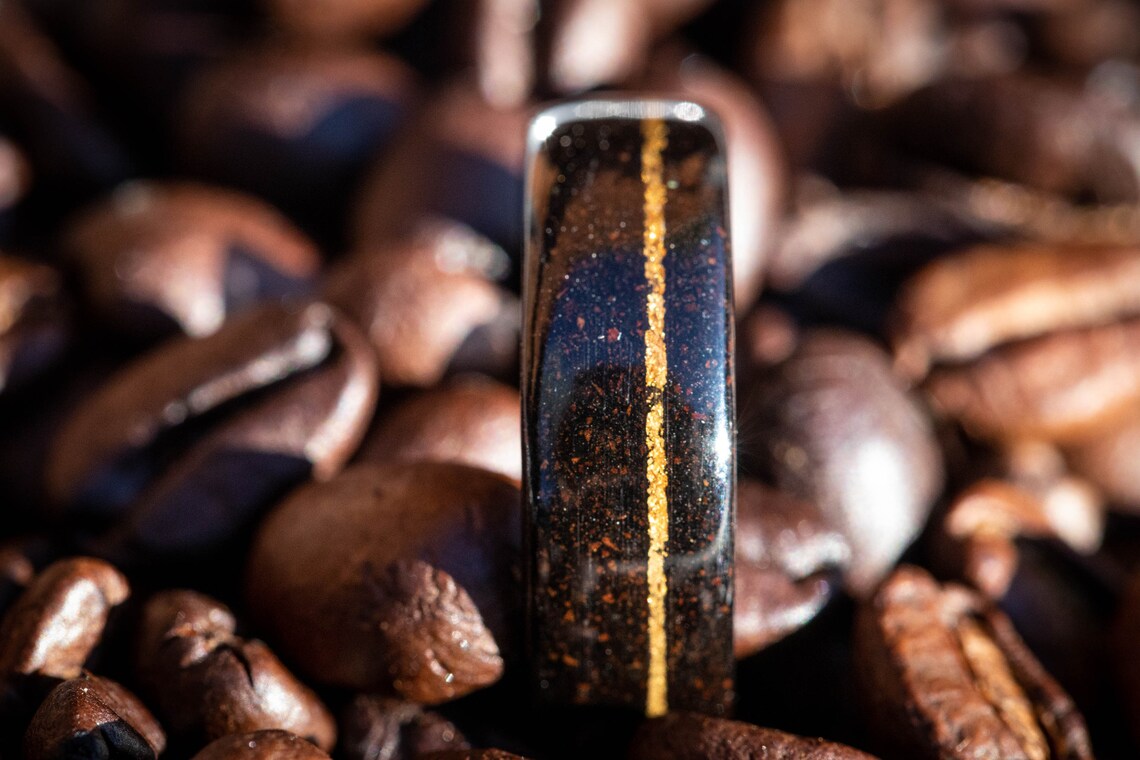 100% Coffee Coffee Ring With 24K Gold Inlay Men's or - Etsy