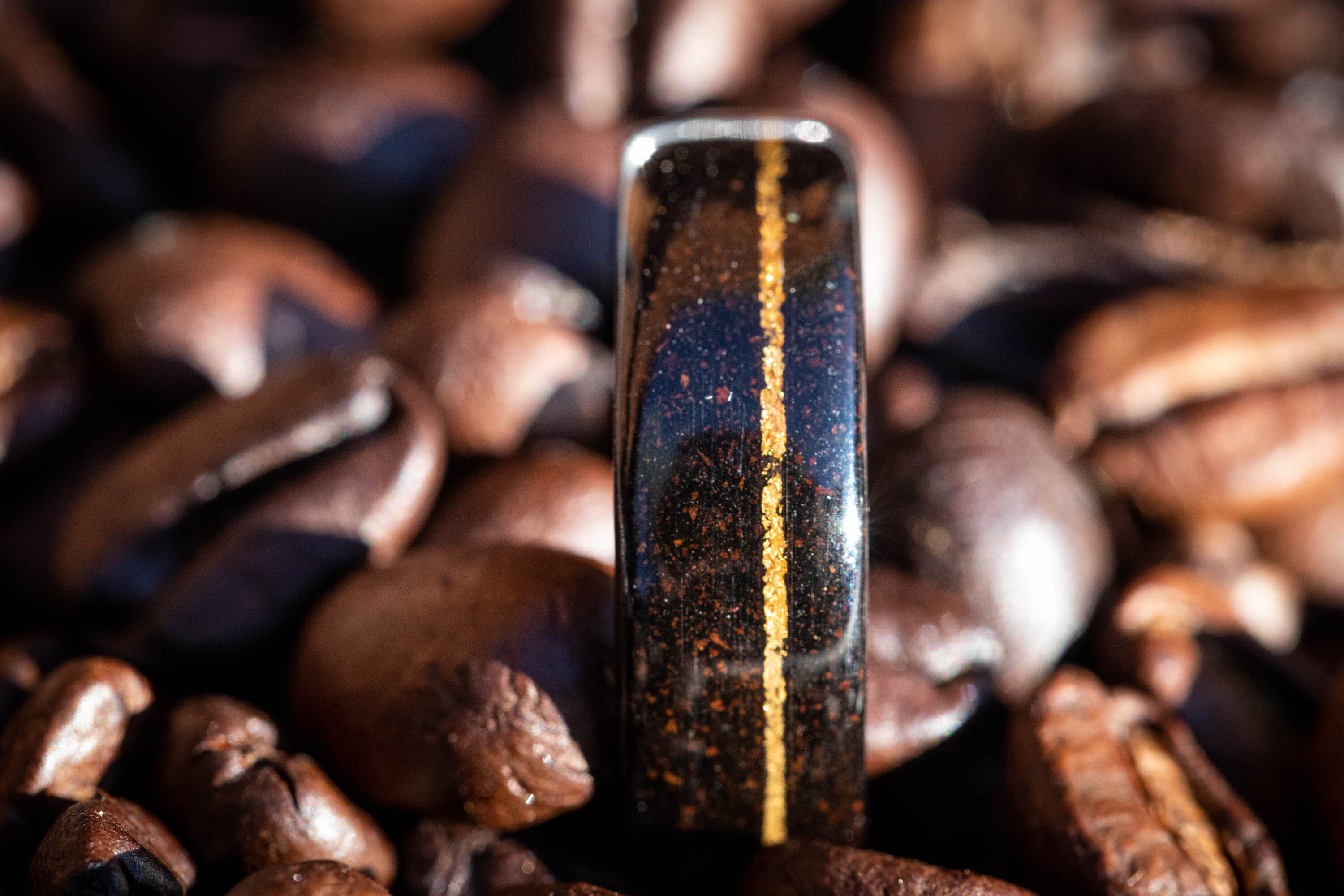 100% Coffee Coffee Ring With 24K Gold Inlay Men's or | Etsy