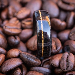 100% Coffee - Coffee Ring With 24K Gold Inlay, Men's or Woman's Ring ...
