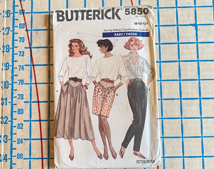 Womens Uncut 1980s Yolk Waist Skirt Pants Pattern Size 8 10 12 ...